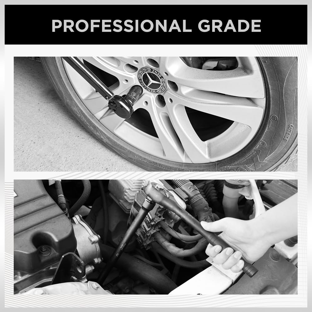 SWANLAKE 1/2" Impact Socket Set, 19-Piece 6 Point Impact Set,SAE (3/8-Inch to 1-1/14") Standard Impact Socket Set, Cr-V, Deep Socket Set 1/2 Drive