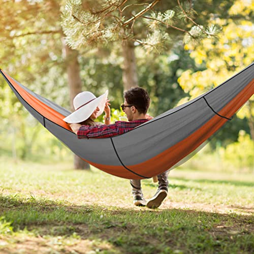 Sotech Camping Hammock with Bug Net and Rainfly, Waterproof Tree Hammock Tent 2 Person, Portable Hammock Set with Tree Straps for Indoor, Outdoor Hiking, Travel, Backpacking, Max Load 660lbs, Orange