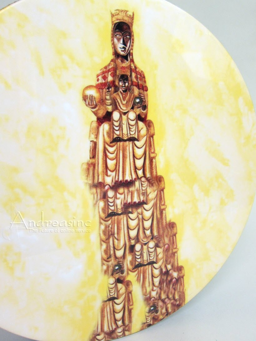 Remo Tambourine, Alessandra Belloni, 16" Dia, 9 Prs Jingles x 1 Row, 'The Black Madonna Of Monserrat' Graphic