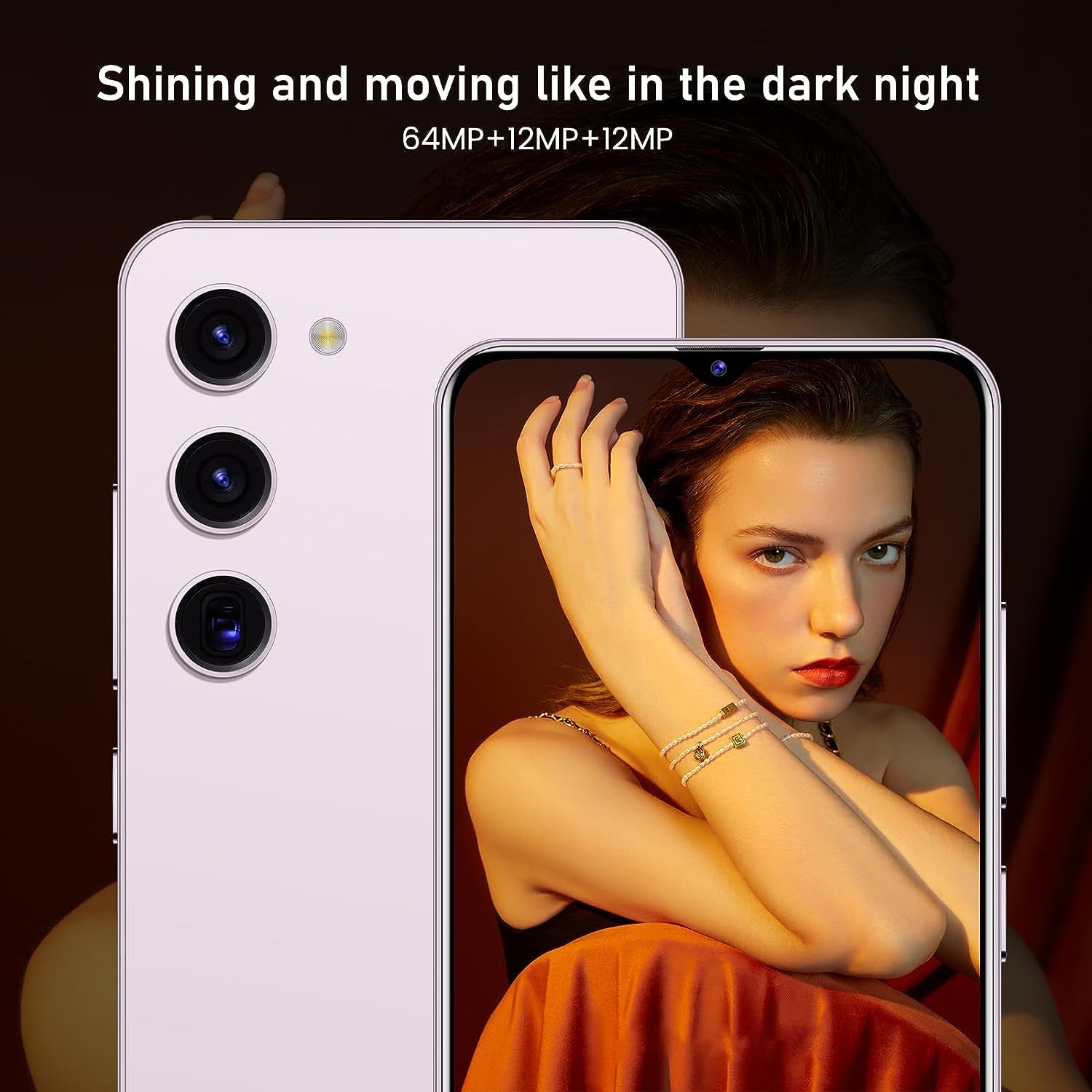 SANSHREUNI C23 Android 13 Phone Unlocked, 6GB+256GB Unlocked Cell Phones, 6.1" FHD+ Display 120HzD, Octa-Core CPU, 64MP Main Camera, 5800mAh Battery, Dual SIM, GPS, Face ID 5G Smartphone (Purple)