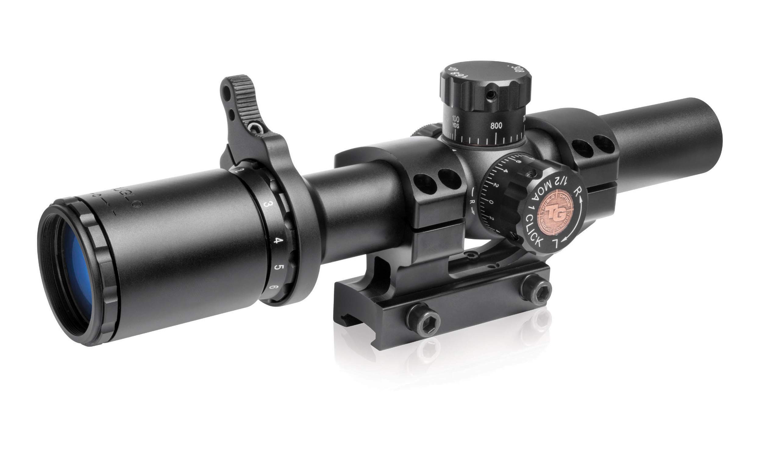 TRUGLO TRU-Brite 30 Series 1-6 X 24mm Dual-Color Illuminated Power Ring Duplex MIL-DOT Reticle Matte Black Gun Scope with Mount (TG8516TL) and TAC-POD Adjustable Folding Bipod (TG8902S)