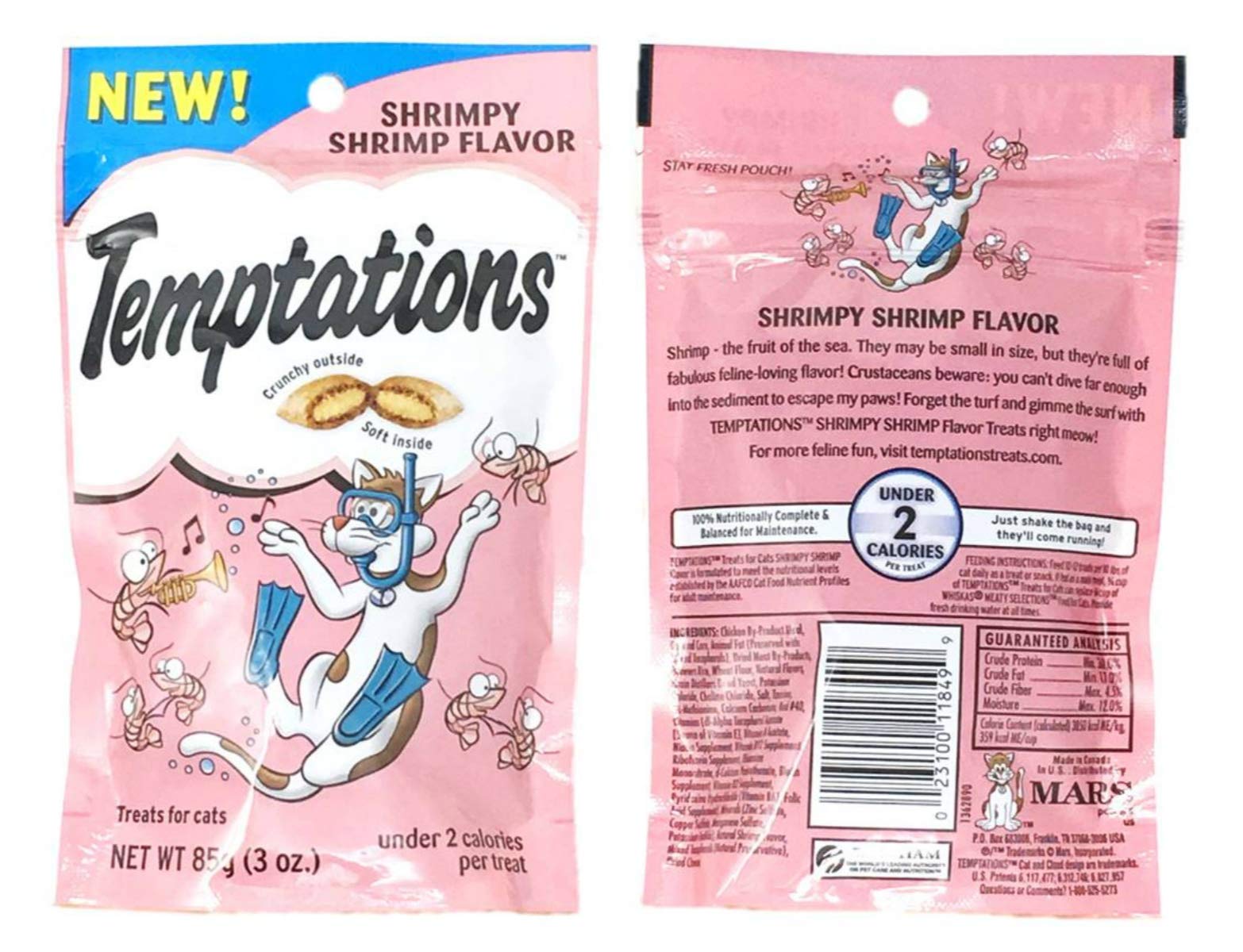Temptations Cat Treats Variety Pack Bundle of 4 Flavor Pouches (Rockin? Lobster, Shrimpy Shrimp, Tempting Tuna, Tantalizing Turkey; 3 oz Each)