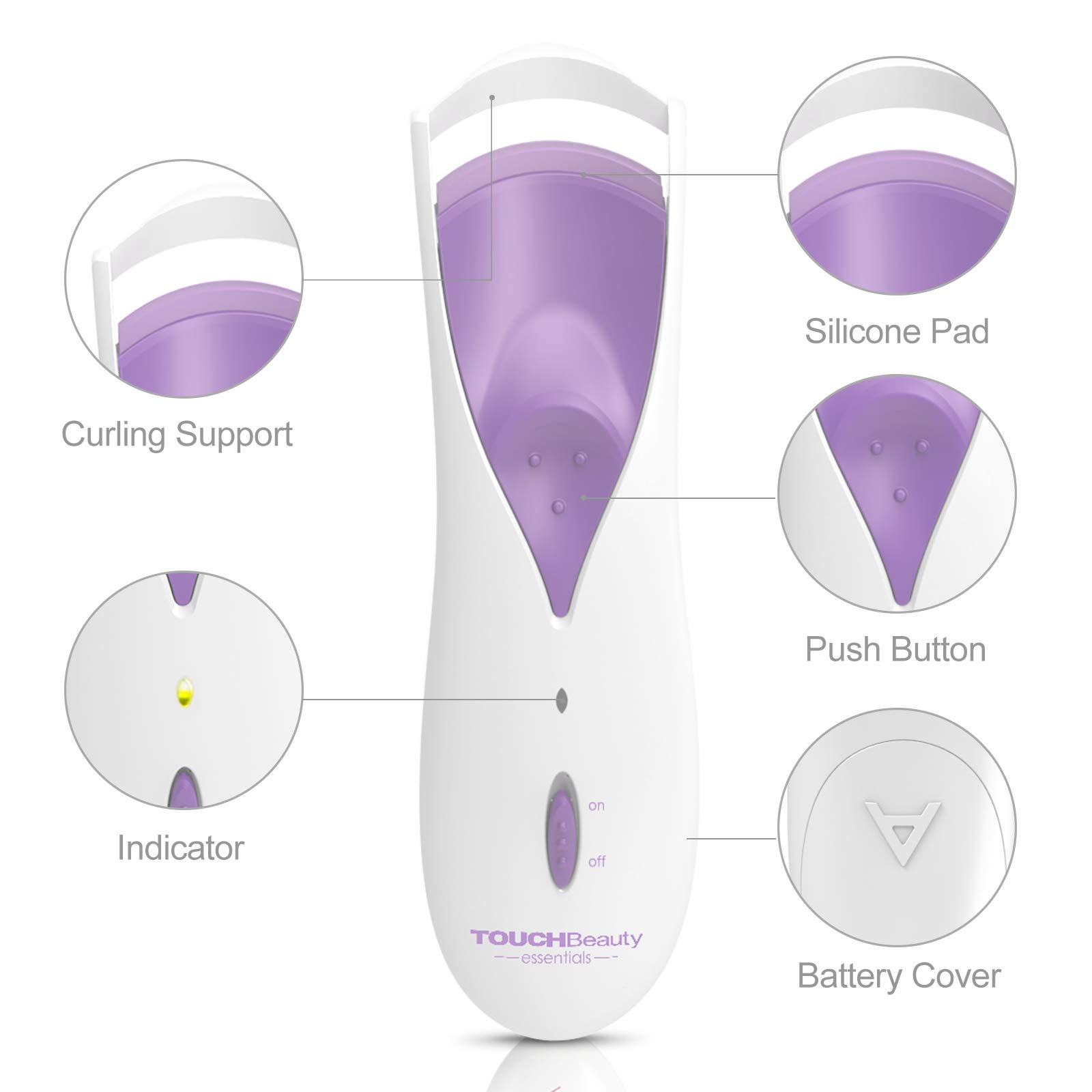 TOUCHBeauty Heated Eyelash Curler, Electric Eyelash Curler for Long and Thick/Soft Eyelashes, Natural Curling and Long Lasting TB-1013A Purple