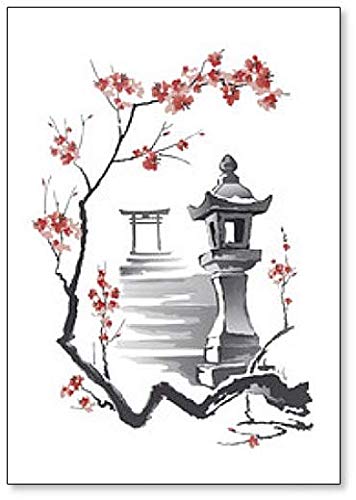 Toro Stone Lantern. Stairs to the Gates of Torii Drawing in Traditional Japanese Style Fridge Magnet