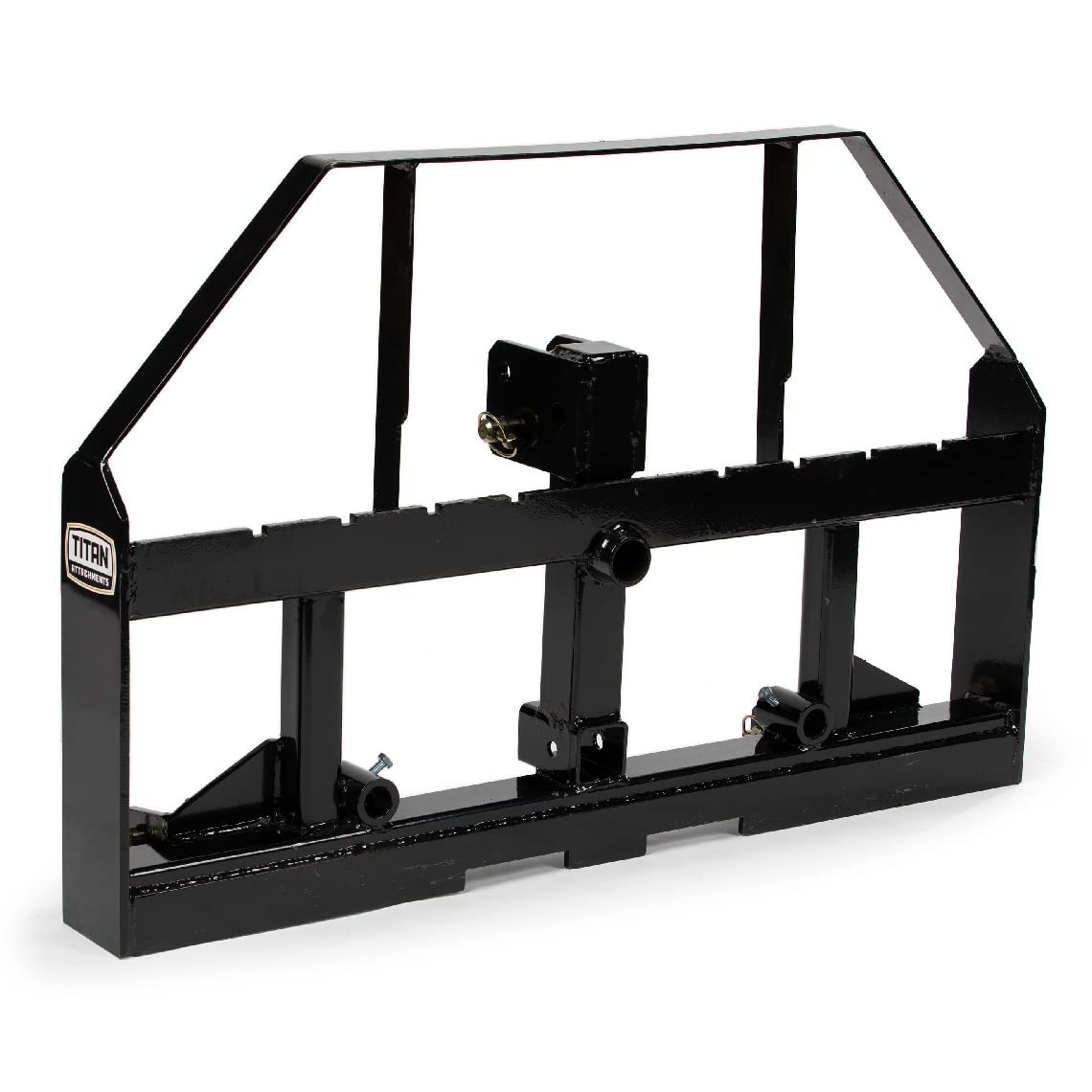 Titan Attachments Pallet Fork Frame Attachment, Fits Cat I & II Tractors, Rated 4,000 LB, Rack, Receiver Hitch, Spear Sleeves