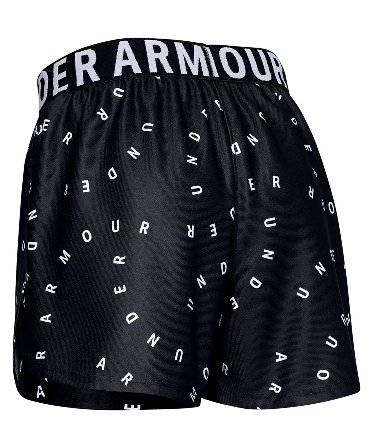 Under Armour Play Up Printed Workout Gym Short, Black (002)/Metallic Silver, Youth Small