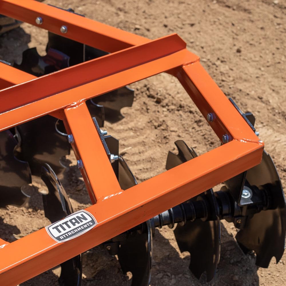 Titan Attachments 4 FT Notched Disc Harrow Plow, Category 1, 3 Point, for Kubota New Holland Tractors