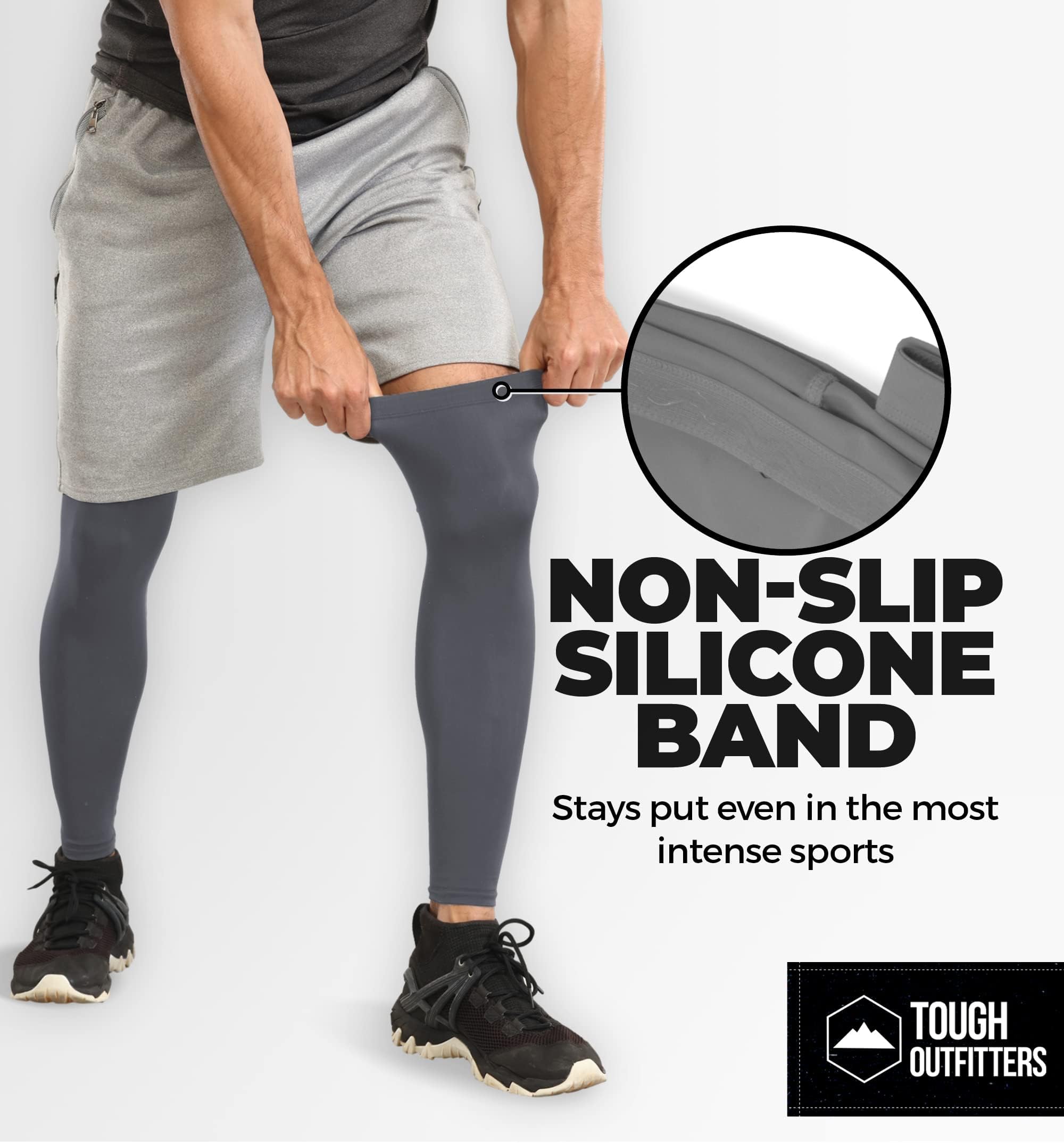 Tough Outdoors Compression Leg Sleeves - Full Leg Compression Sleeve for Men & Women, UV Leg Sleeves, Cycling Leg Warmers