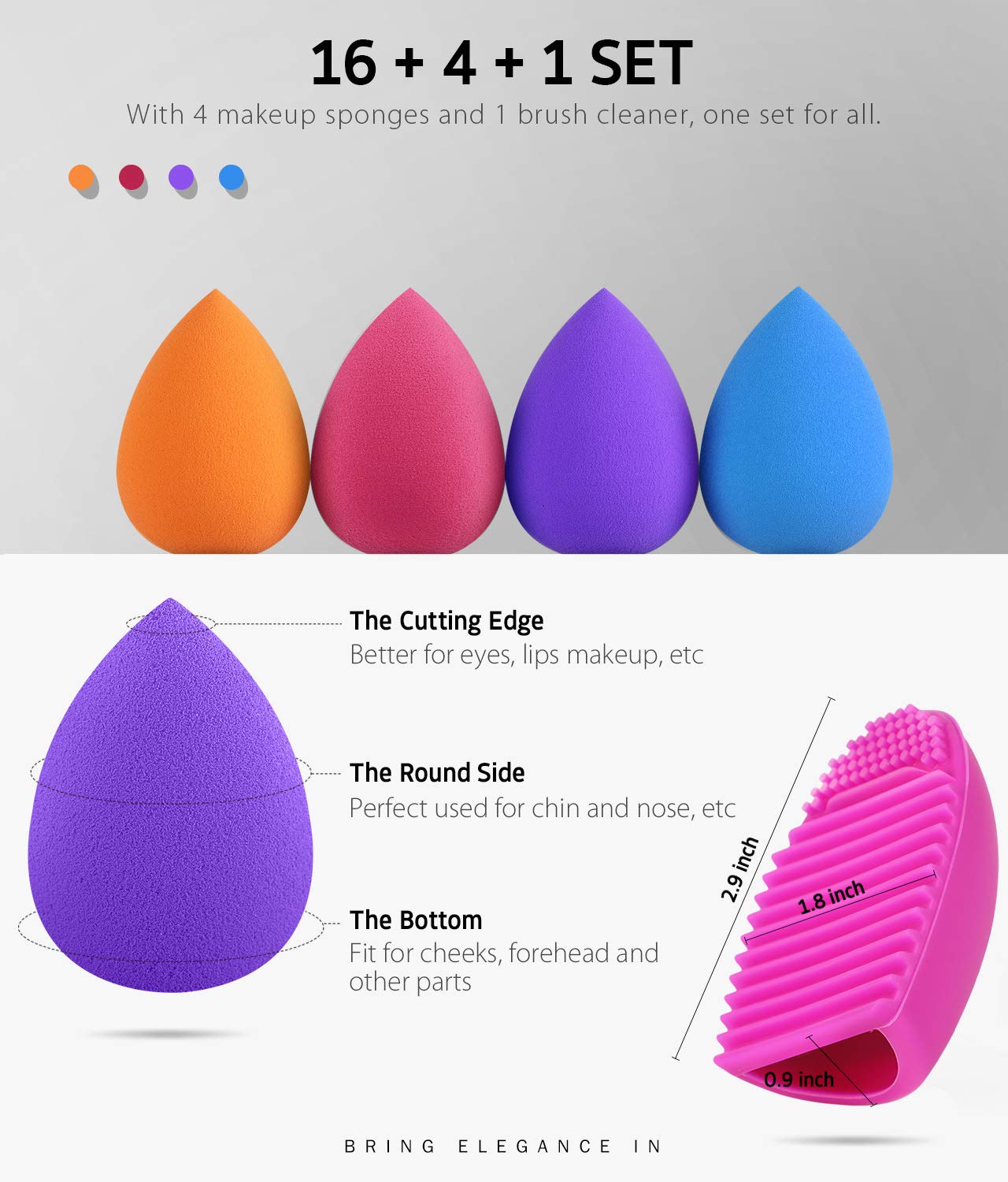 Syntus Makeup Brush Set, 11 Makeup Brushes & 4 Blender Sponges & 1 Brush Cleaner Premium Synthetic Foundation Powder Kabuki Blush Concealer Eye Shadow Makeup Brush Kit, Bamboo