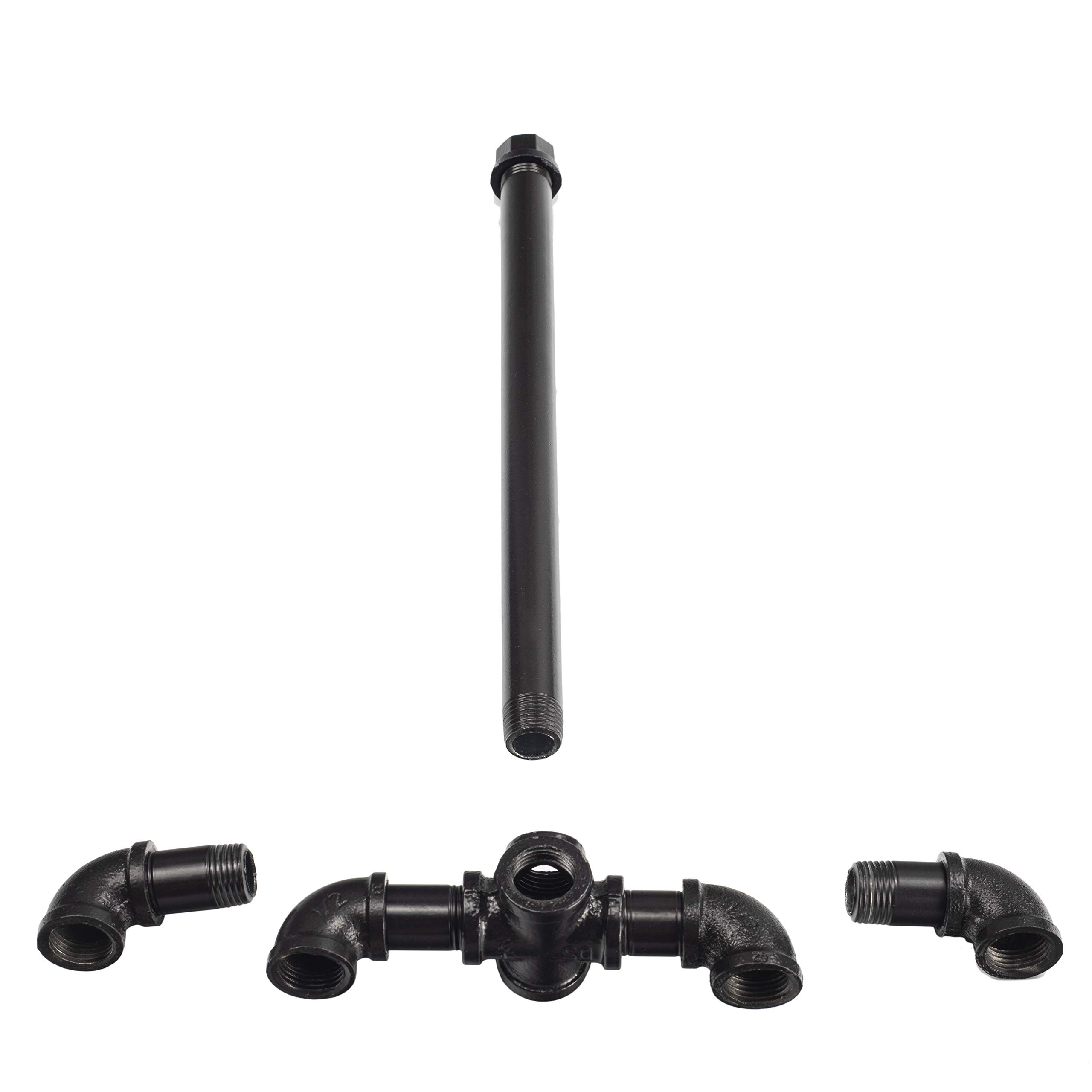 Y-Nut Rustic Industrial Pipe Stand Paper Towel Holder, No Need to Drill Steampunk Paper Towel Stand Dispenser, Modern Chic Electroplated Black Iron Finish