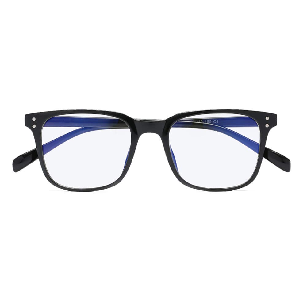 TR90 Blue light Blocking Glasses Square Oversize Computer Eyeglasses Lightweight Frame with Sliver Studs Reading Gaming TV Phones Glasses for Men and Women Anti Eyestrain Better Sleep (Black)