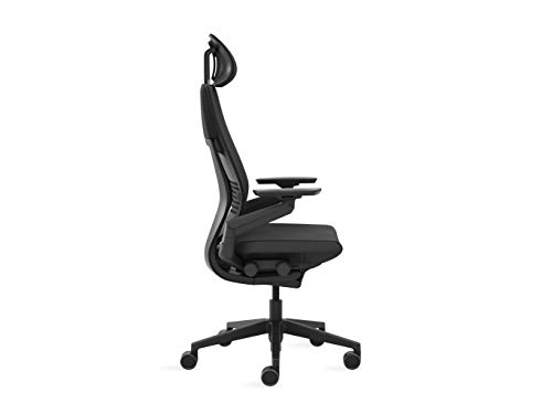 Steelcase Gesture Office Chair with Head Rest - Ergonomic Work Chair with Wheels for Carpet - Comfortable Office Chair - Intuitive-to-Adjust Chairs for Desk - 360-Degree Arms - Licorice Fabric