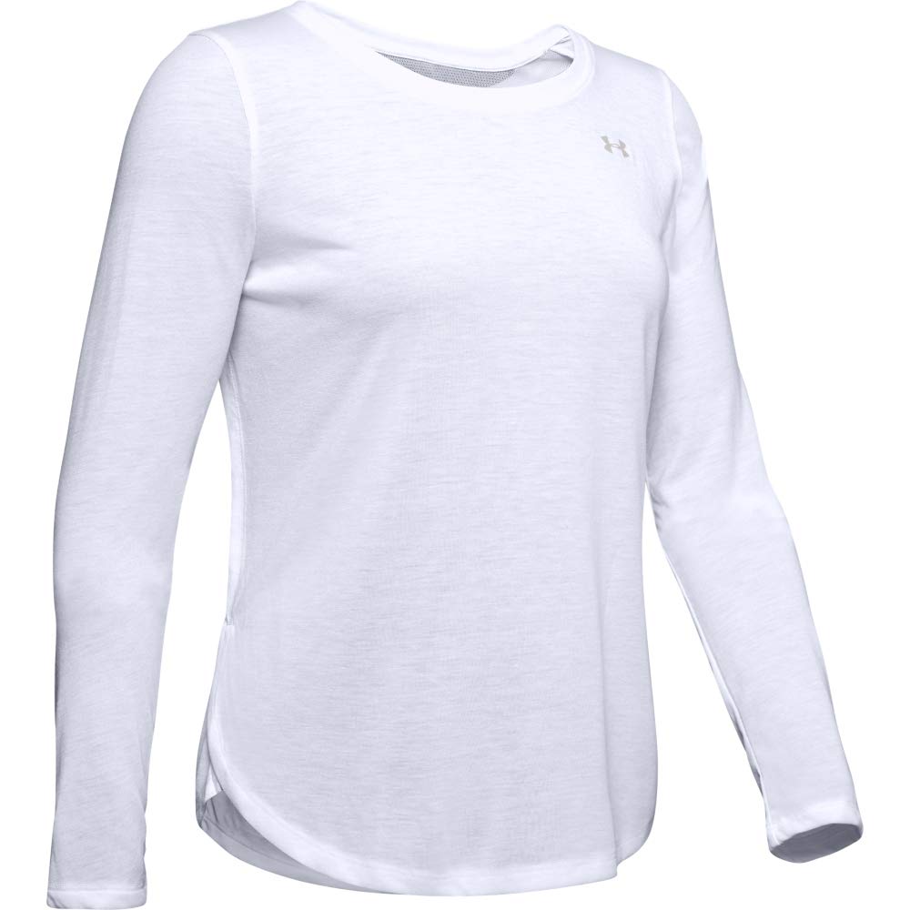 Under Armour Whisperlight Mesh Long-sleeve Shirt, White (100)/Metallic Silver, X-Small
