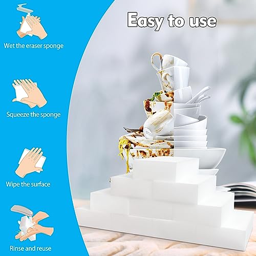 SUBCULTUREPICK 50 Pack Magic Sponge Eraser, Melamine Sponge Foam Pads, Multi-Functional Household Cleaning Sponge in Bulk for Kitchen,Furniture,Bathroom,Sink,Floor,Wall Cleaner