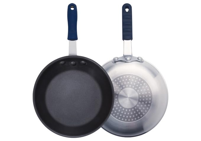 Winco AFPI-8NH, 8-Inch Induction Ready Aluminum Fry Pan with Non-Stick Coating, Frying Pan with Silicone Sleeve