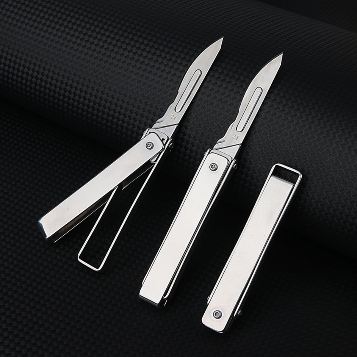 SZHOWORLD Creative Stainless Steel Folding Knife, Utility EDC Pocket Knife with #24 Replaceable Blade, for Outdoor Camping, Hunting, Fishing, Hiking for Men & Women
