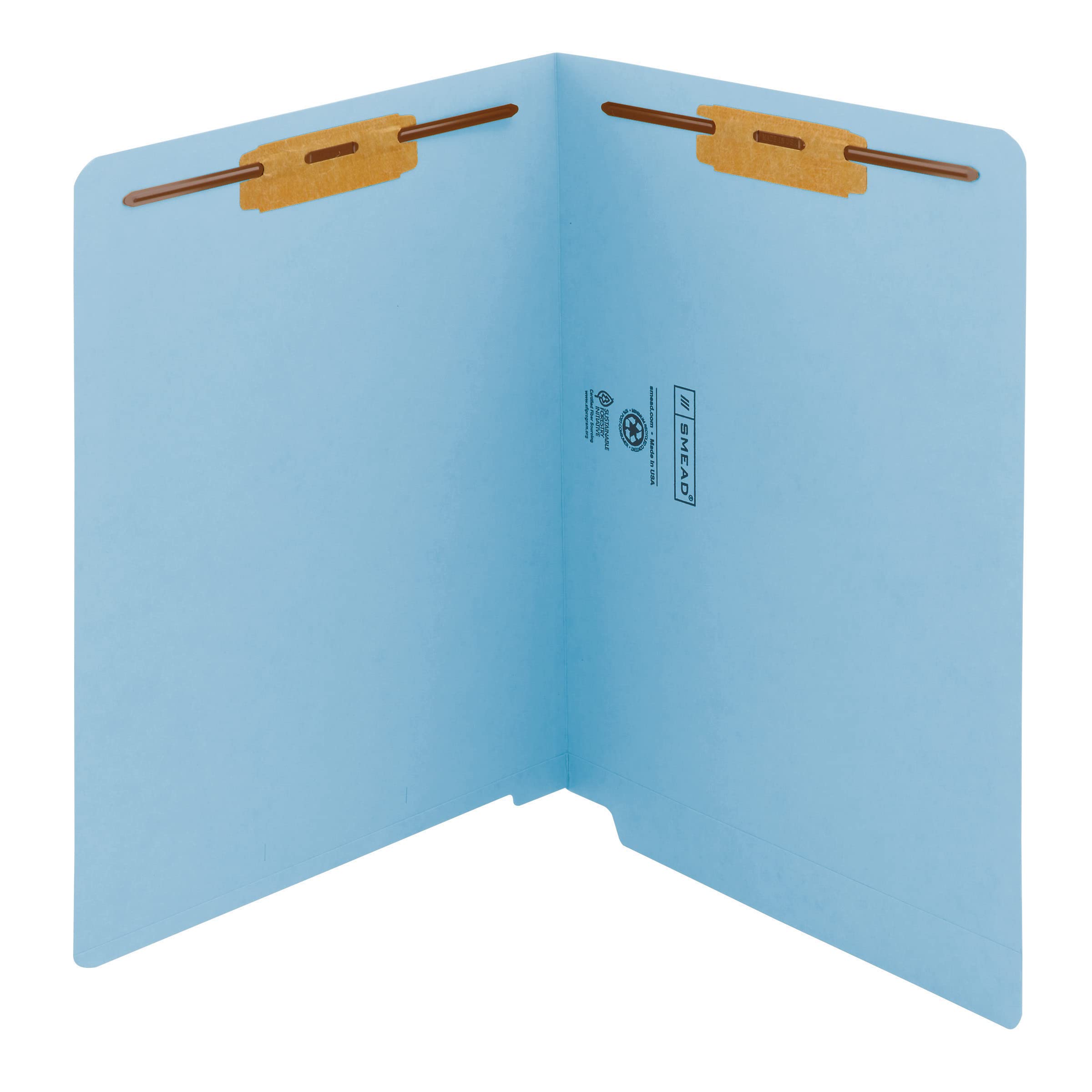 Smead Watershed/CutLess End Tab Fastener File Folder, Reinforced Straight-Cut Tab, 2 Fasteners, Letter Size, Green, 50 per Box (25150)