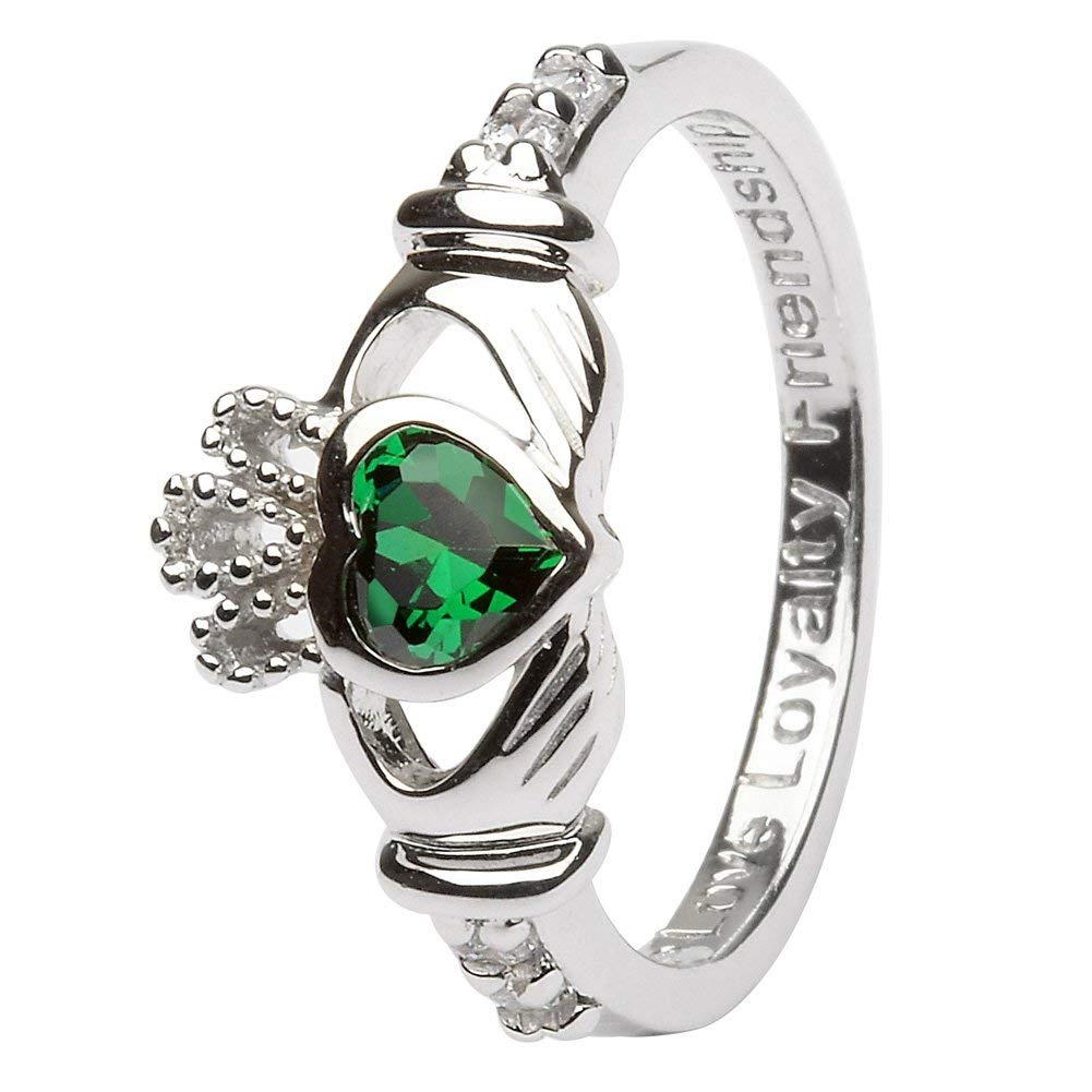 Shanore May Birth Month Silver Claddagh Rings LS-SL90-5 - Size: 8 Made in Ireland.…