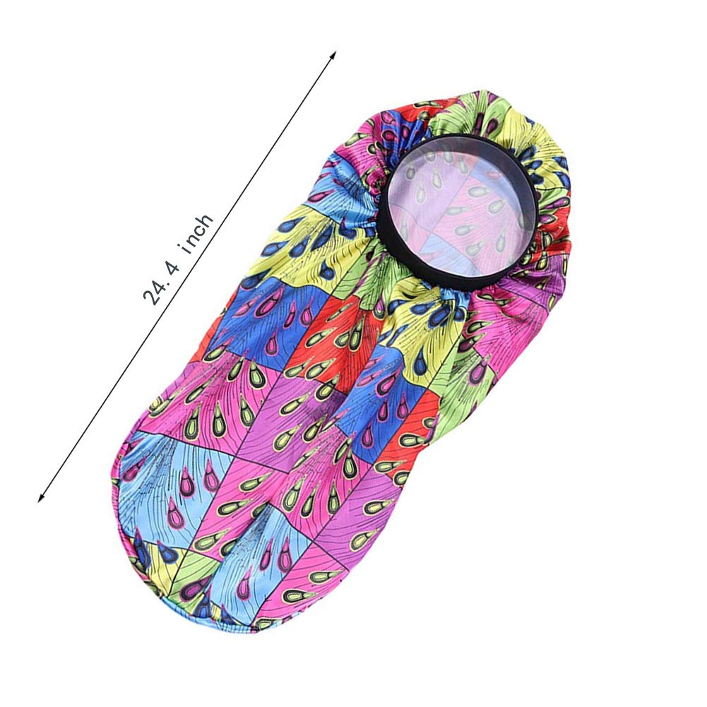 Vinyl Quote Me Extra Long Colorful Satin Bonnet Sleep Cap Long Bonnet for Braids Hair Loose Cap (Colorful Peacock)