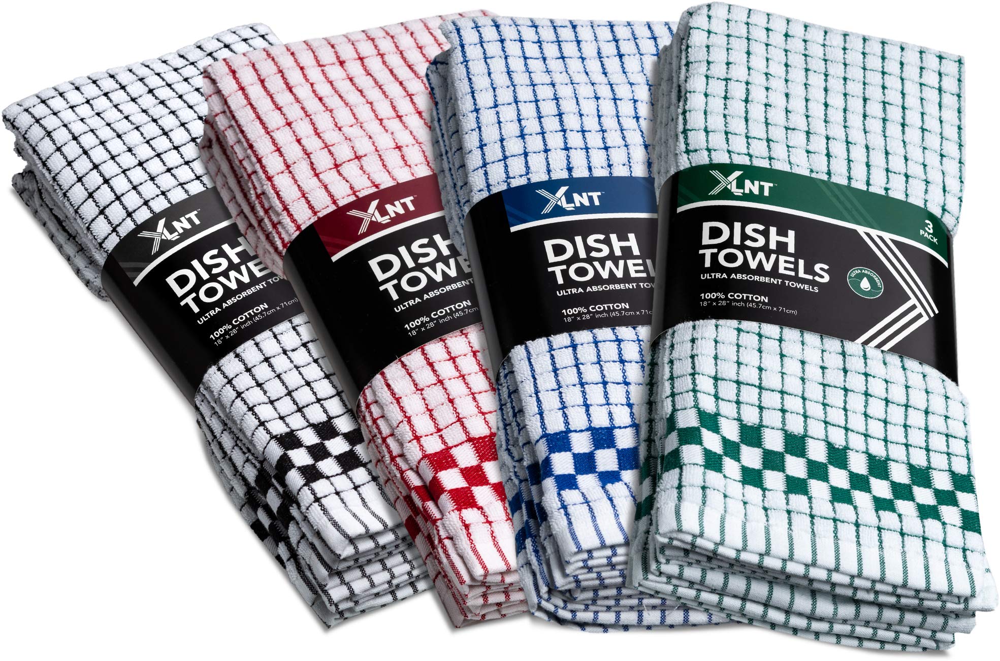 XLNT Ultra Absorbent Dish Towels 100% Cotton Plush Loop-Stitch 18x28 inch Durable Dishcloths Kitchen Towel. Set of 2, Blue