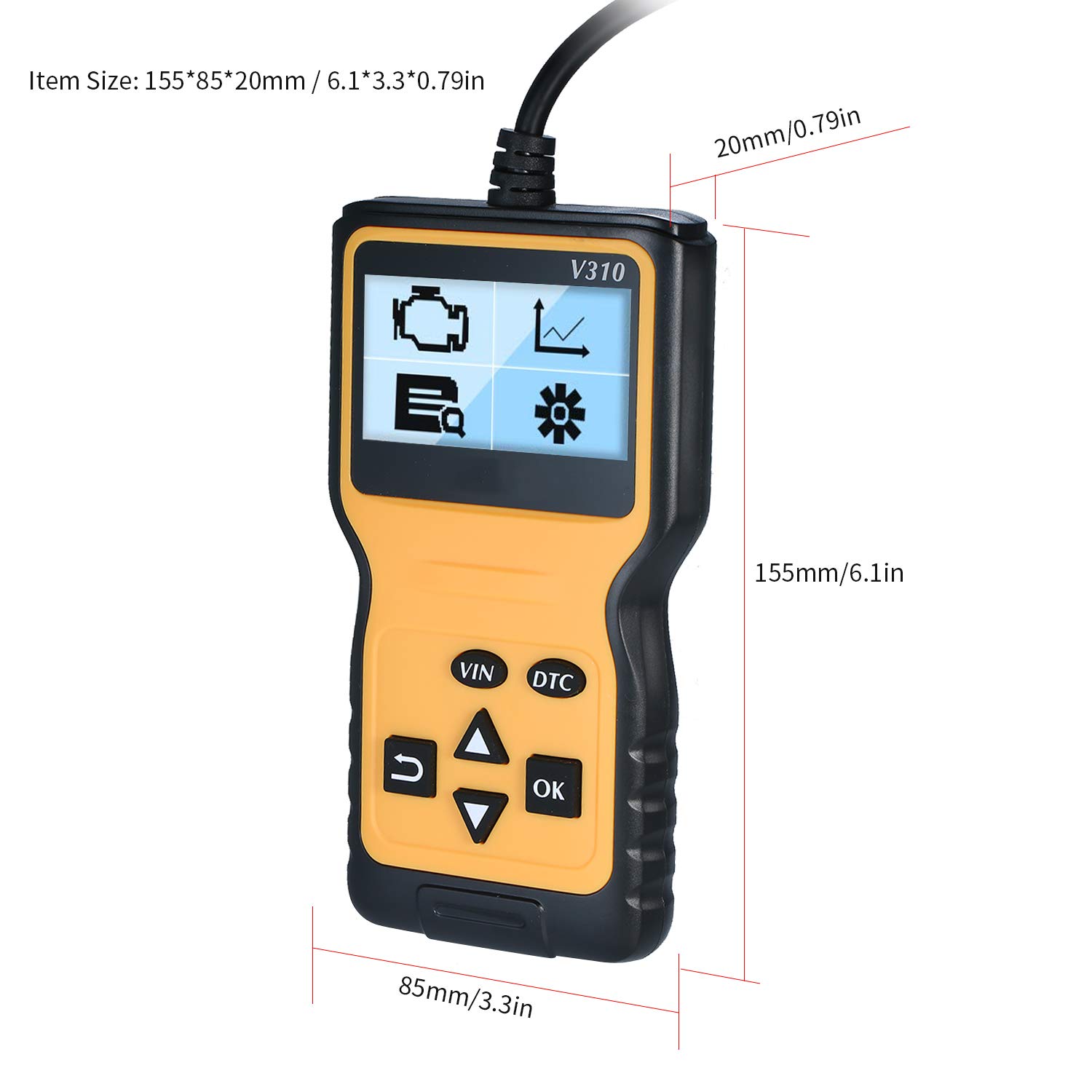 VISLONE V310 Car OBD2 Scanner Code Reader Universal Engine Light Error Analyzer CAN Diagnostic Scan Tool for All O-B-D-II Protocol Cars Since 1996