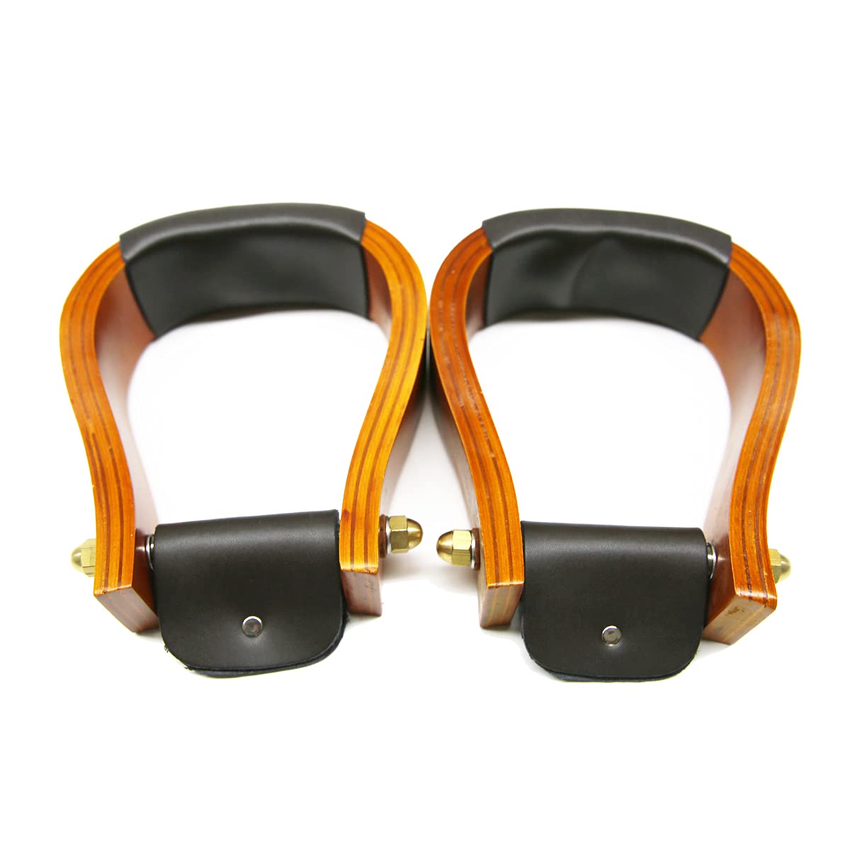UNISTRENGH 1 Pair Safety Stirrups Horse Riding Bamboo Cowhide Treads Equestrian Horsing Accessories (Natural)
