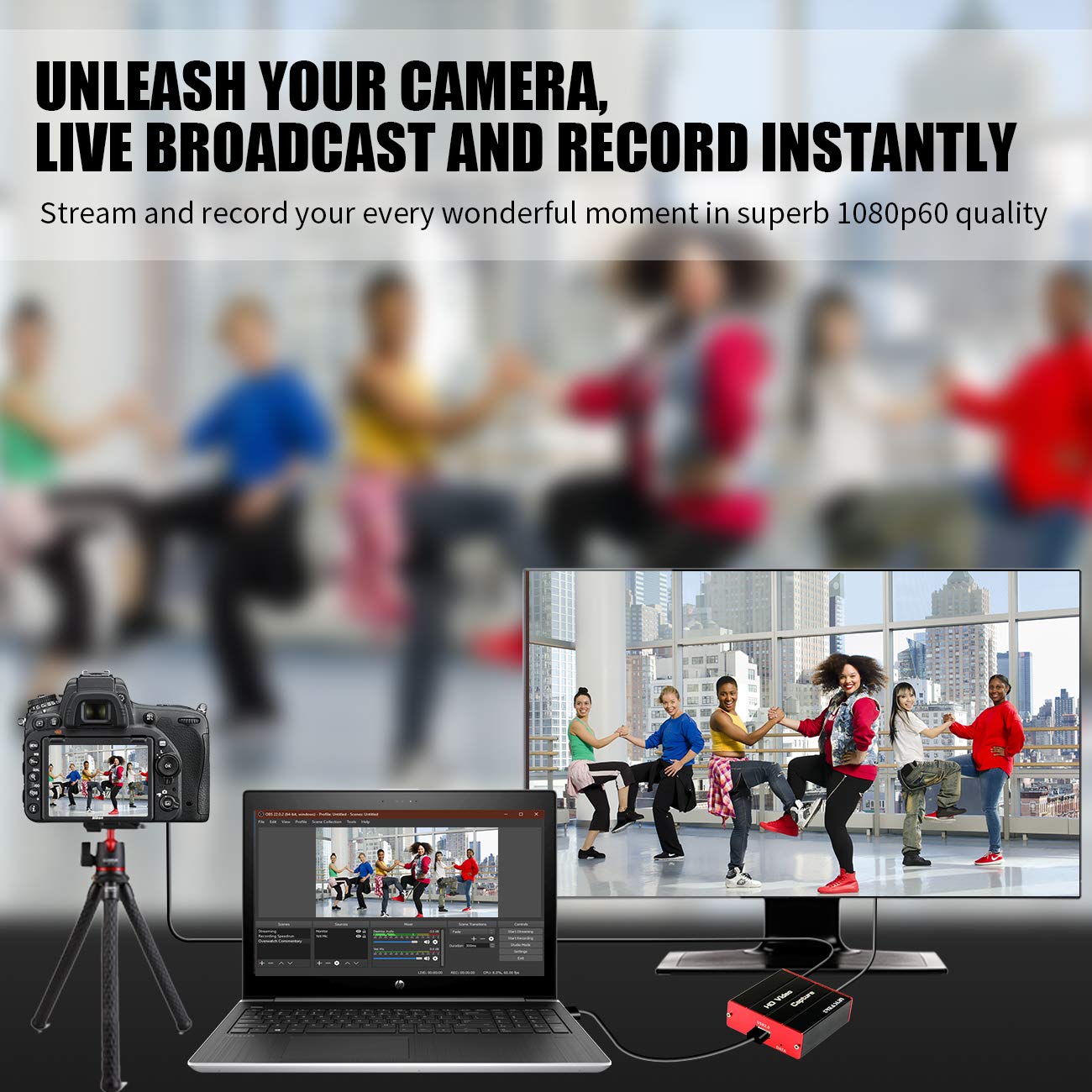 TreasLin Screen Capture Recorder, No PC Required 1080P HDMI Recorder,One-Click Recording, Screen Recorder Compatible with TV Box Xbox One PS4 Wii U Switch School lectures,No PC Required…