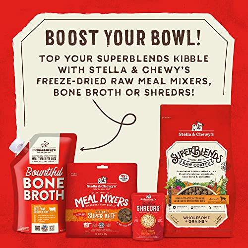 Stella & Chewy's SuperBlends Raw Coated Wholesome Grains Grass-Fed Beef, Beef Liver & Lamb Recipe with Superfoods, 3.5 lb. Bag