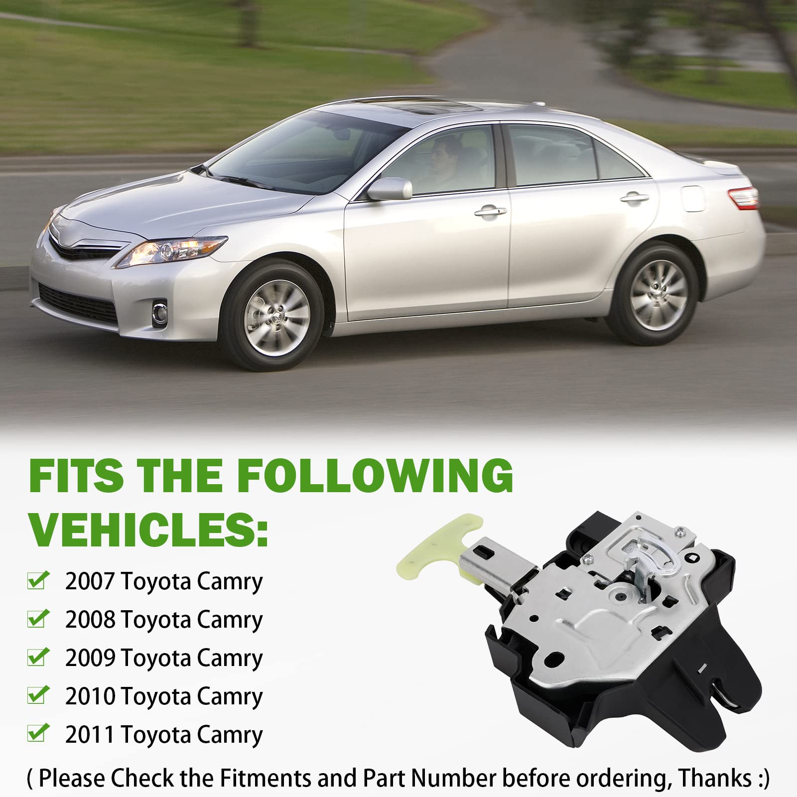 Trunk Lock Latch for Toyota Camry 2007 2008 2009 2010 2011 Replacement Camry Rear Trunk Lid Release Latch Door Lock Actuator Motor Assembly Replace 64600-06010, 931-860