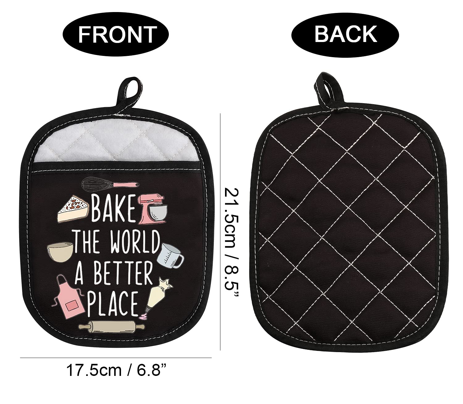ZJXHPO Baking Gift Oven Pads Pot Holder Bake The World A Better Place,Cooking Gift (Better Place)