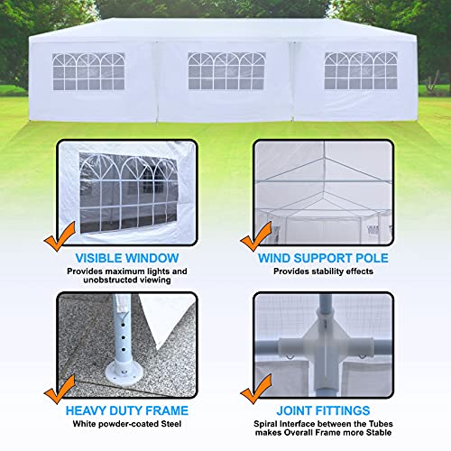 SereneLife SLTET30 Party Commercial Instant Shelter with 4 walls-Waterproof Tent with 8 Sand Bags, One size, White