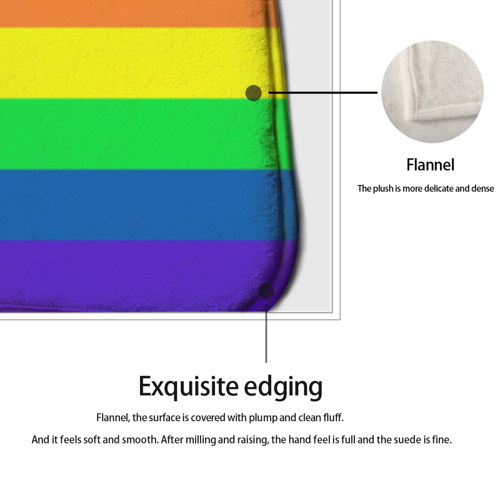YouTary Gay Pride LGBT Rainbow Flag Pattern Kitchen Rug Set 2 PCS Floor Mats Washable Non-Slip Soft Flannel Runner Rug Doormat Carpet for Kitchen Bathroom Laundry