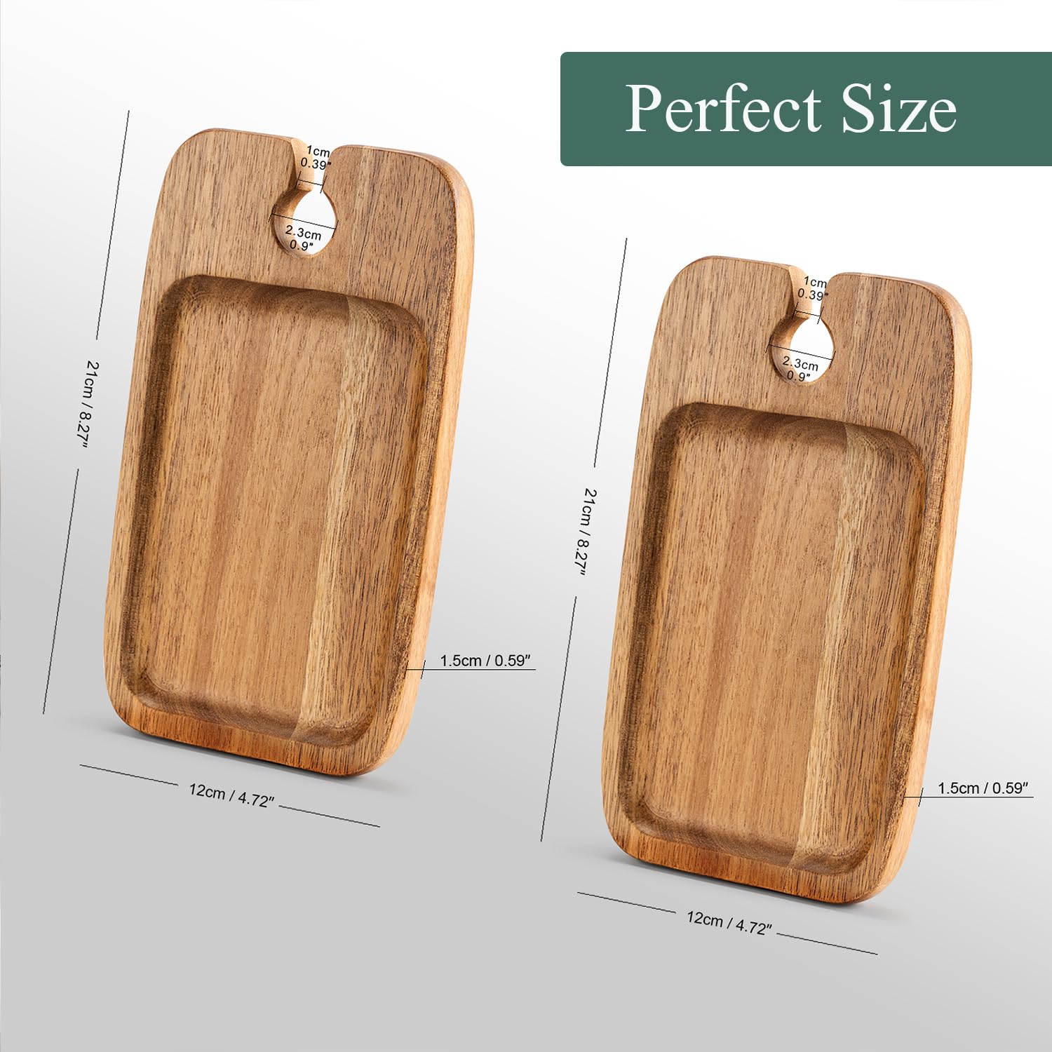 Wine Appetizer Serving Board, James.F Picnic Plate Set of 2, Acacia Wooden Serving Tray with Wine Holder, Mini Charcuterie Cheese Serving Boards Sets for Parties