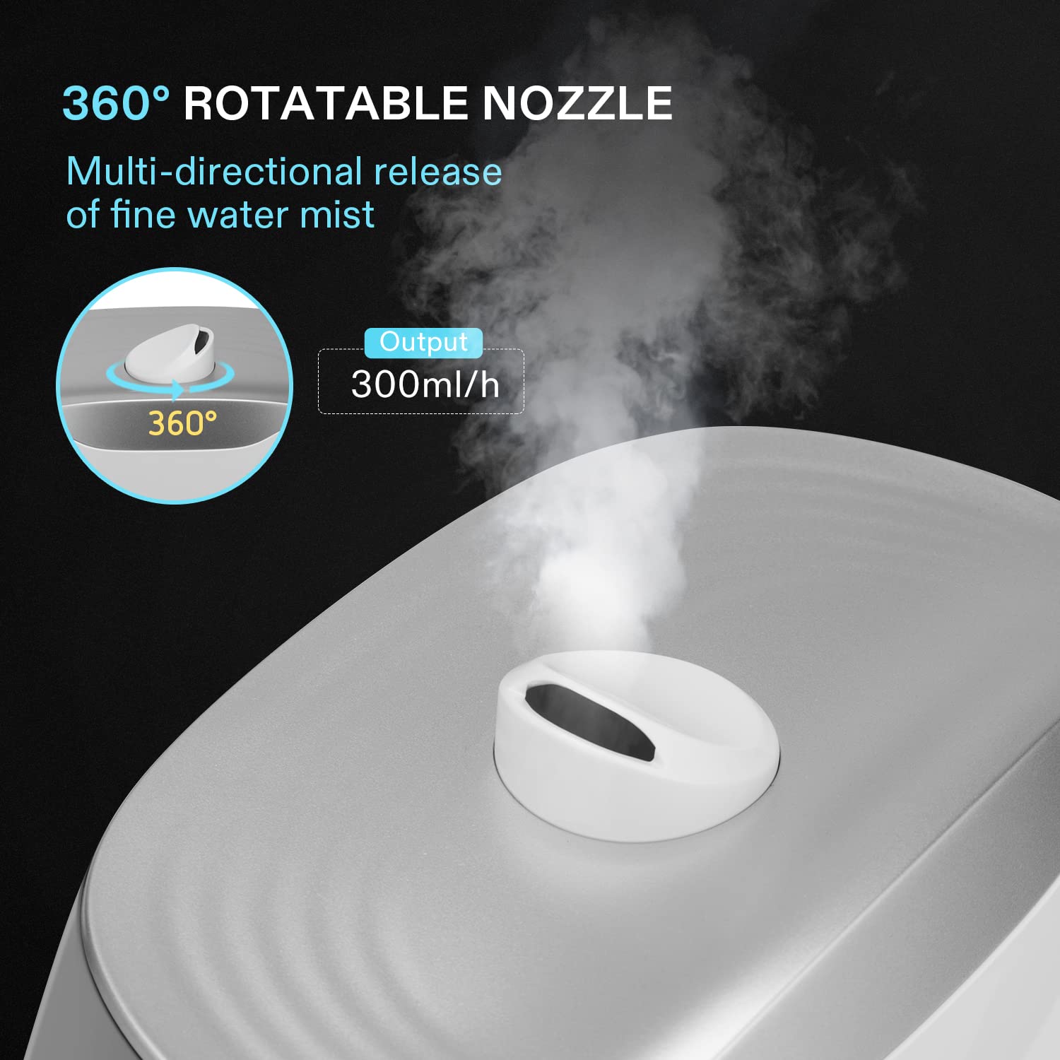 VIVOSUN Cool Mist Humidifier, 6L Quiet Ultrasonic Humidifier for Bedroom (Customized Humidity, Remote Control, Sleep Mode & Auto Shut Off, 360° Nozzle) White