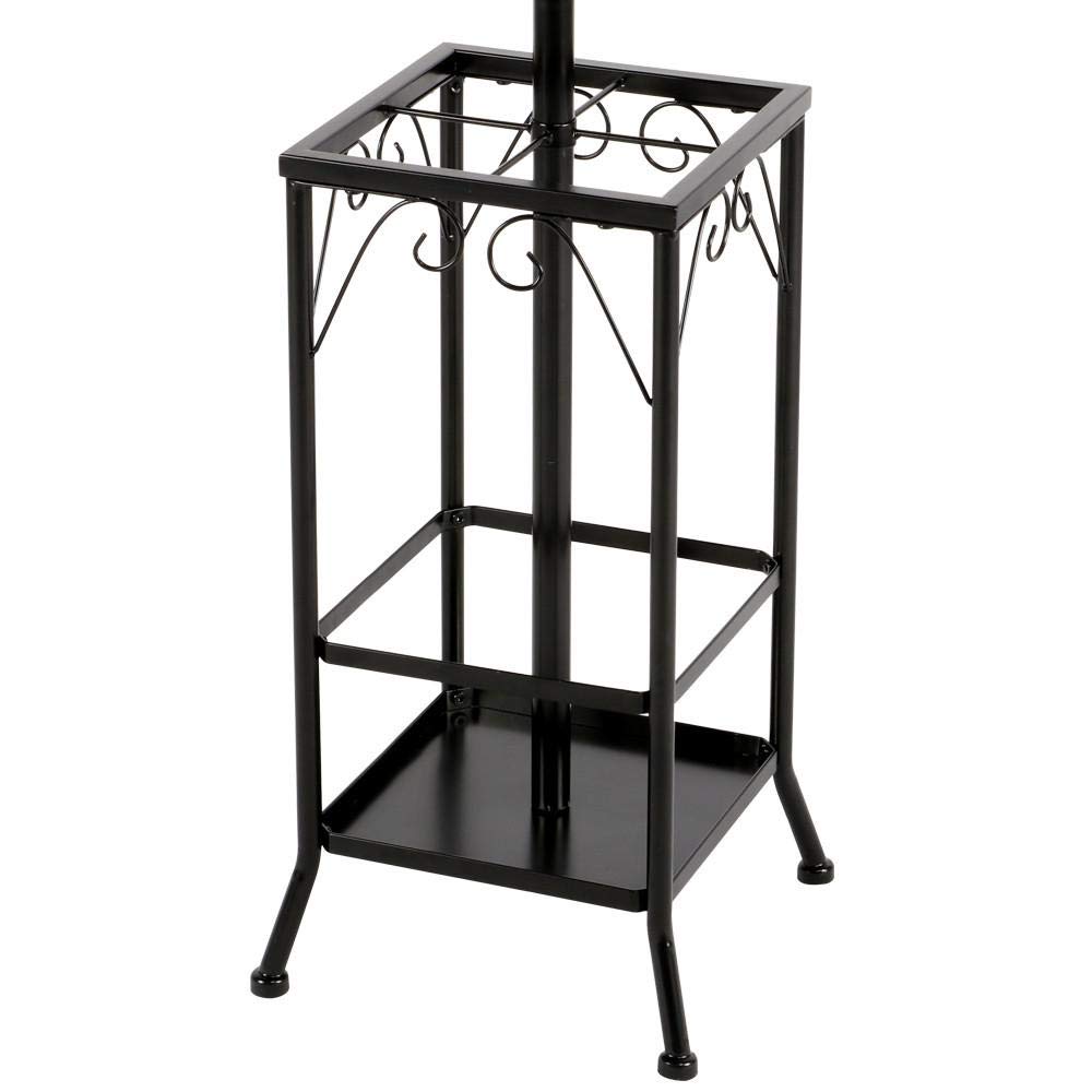 Topeakmart Free-standing Coat Hanger/Holder w/ 8 Hooks and Stand/Base Entryway Clothes Hall Tree Hat Hanger Umbrella Holder for Home/Office,Metal, Black