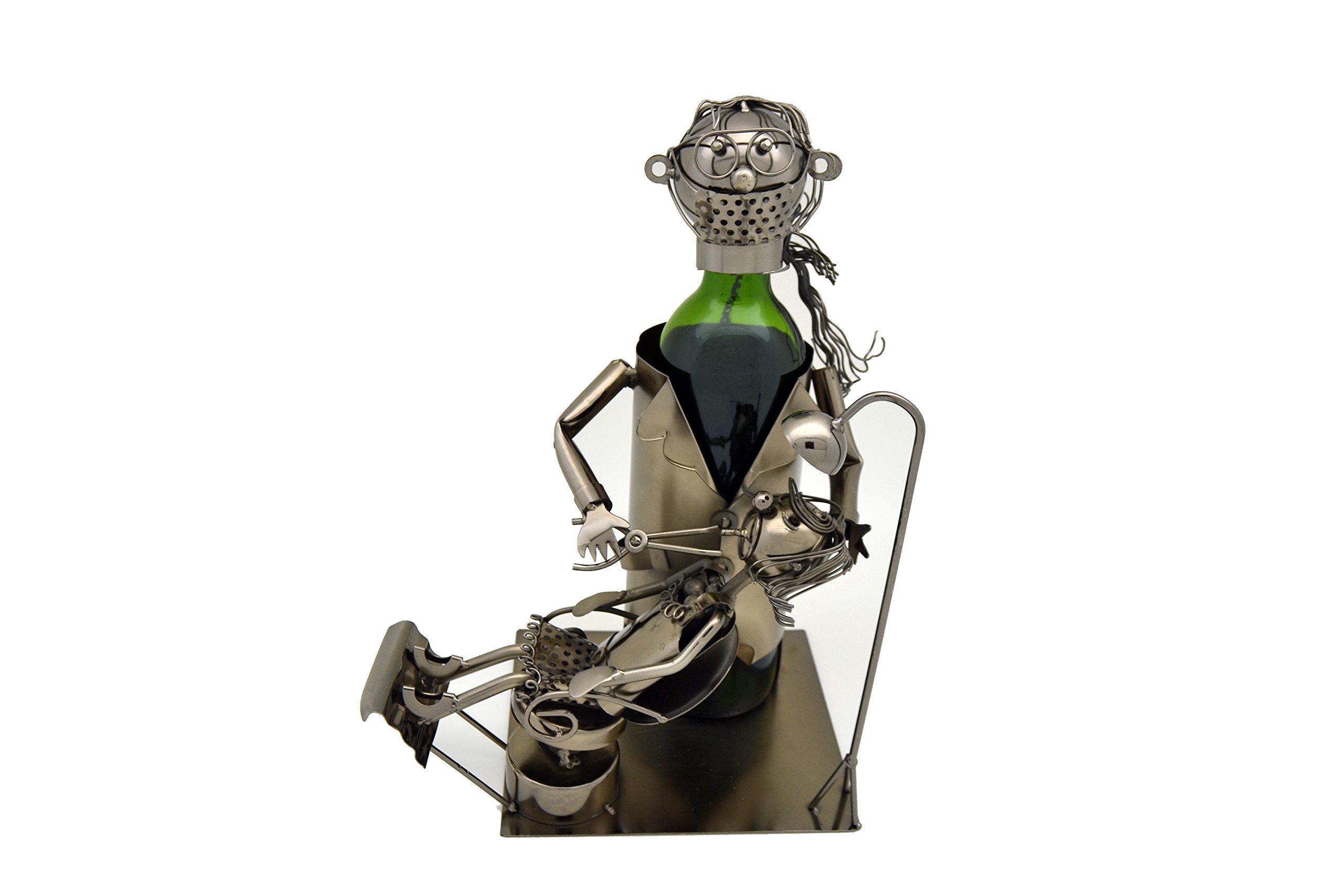 Wine Bodies Lady Dentist Metal Wine Bottle Holder, Charcoal