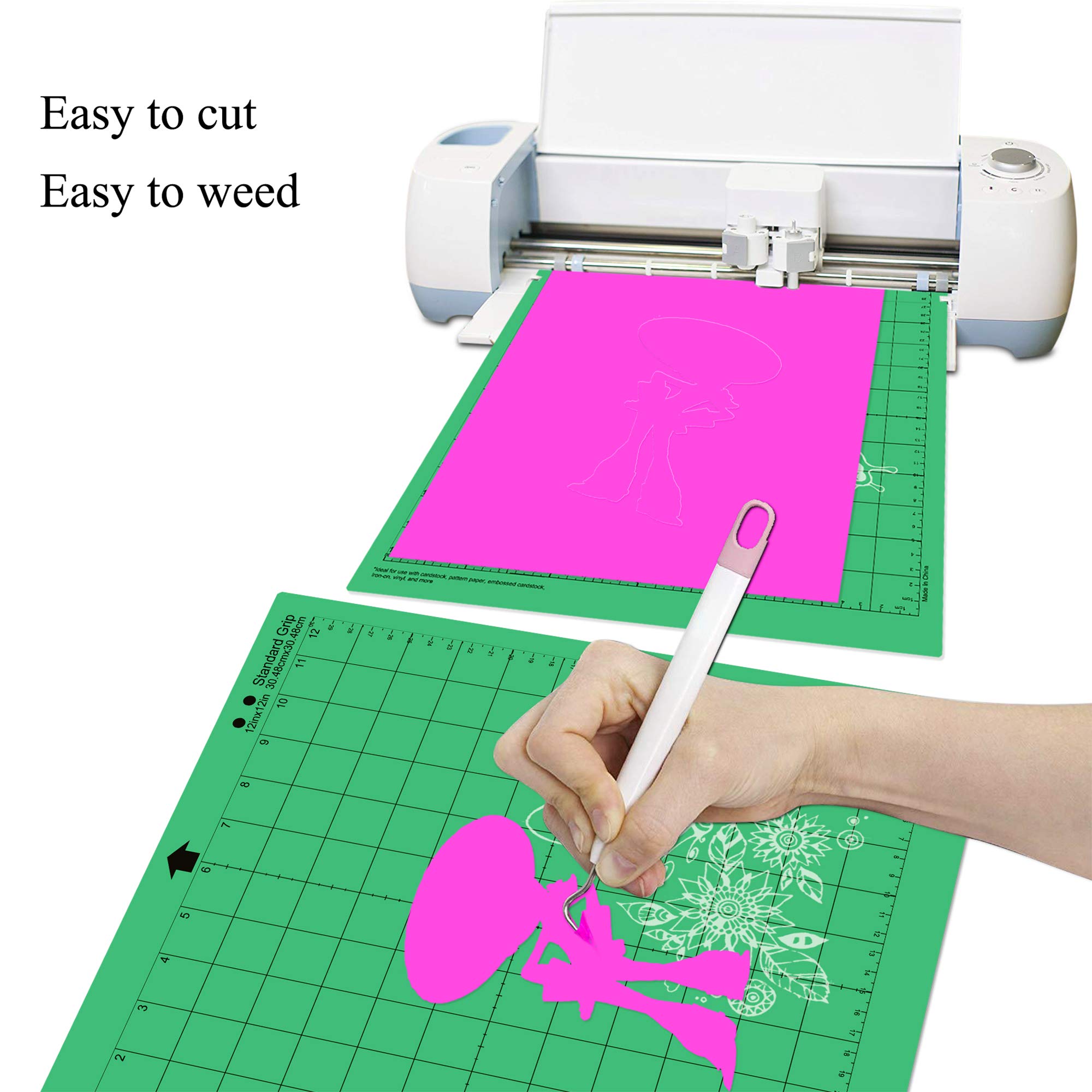 THEMONG HIRALIY Heat Transfer Vinyl Bundle 30 Sheets 12"x10" Iron On Vinyl for T-Shirt HTV with 2 Teflon Sheets for Cricut Silhouette Cameo Craft Cutters