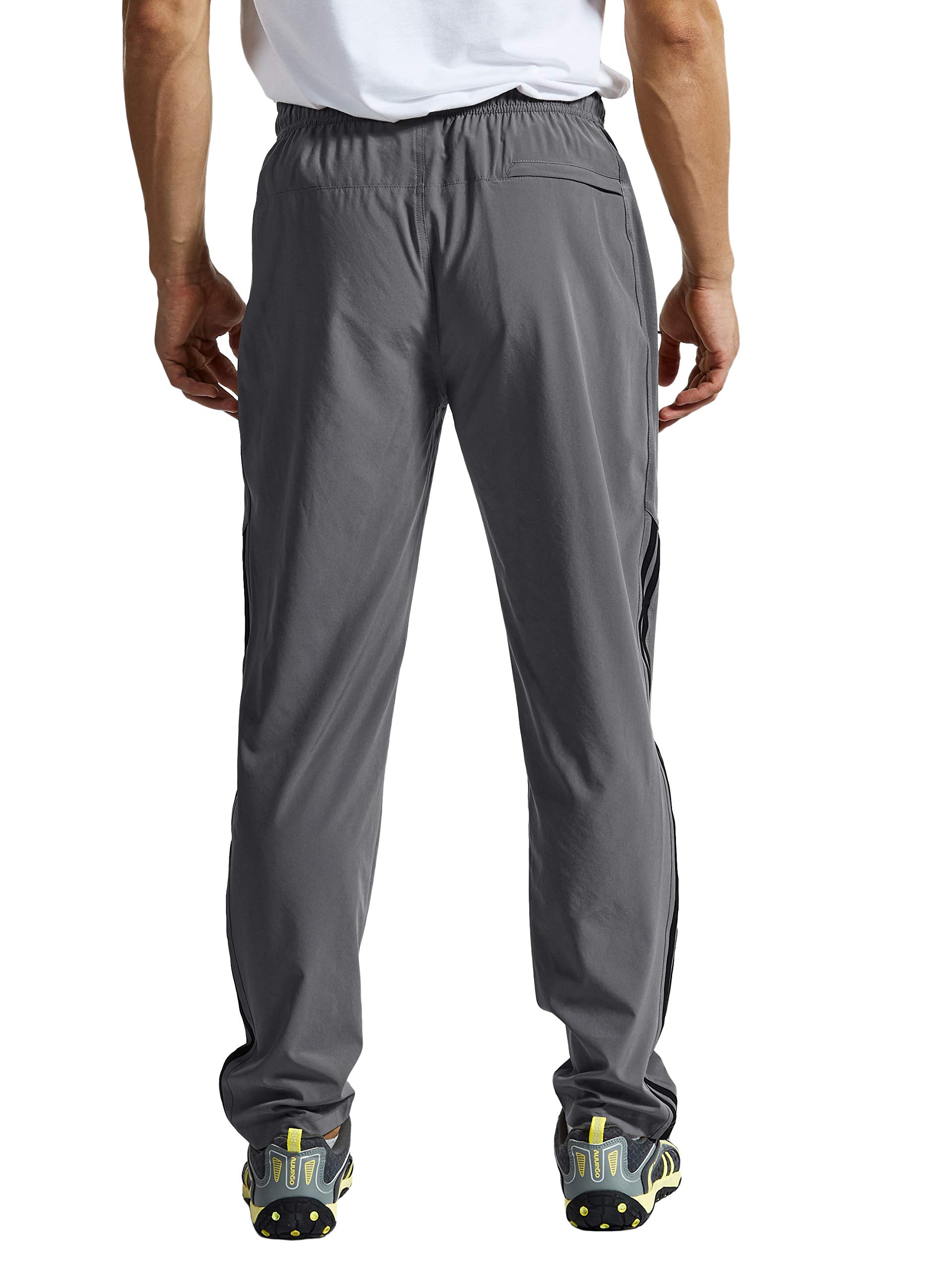 TBMPOY Men's Outdoor Hiking Pants Quick Dry Lightweight Mountain Running Active Jogger Pants Zipper Pockets Dark Gray L