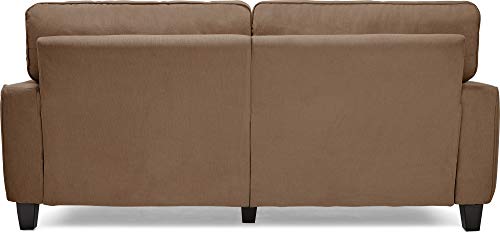 Serta Palisades 78" Track Arm Sofa, Easy Care Polyester, Soft Pillow Back, Pocket Coil Seat Cushions, Removable Covers, Loveseat or Couch for Small Spaces, Living Rooms or Bedrooms, Tan