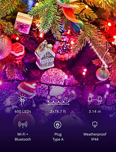 Twinkly App-Controlled 157ft Smart String LED Lights with 600 RGB LEDs - WiFi & Bluetooth Connectivity, Sync with Music, Indoor/Outdoor Use (IP44), Compatible with Google Assistant & Amazon Alexa