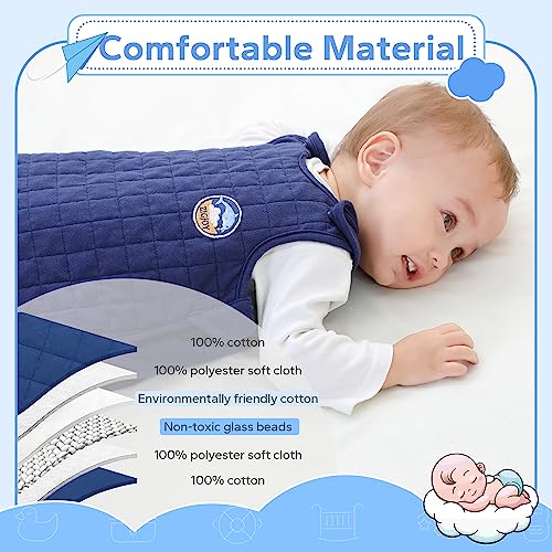 ZIGJOY Gently Weighted Baby Sleep Sack, 1.2 TOG Newborn Sleeping Bag with 2-Way Zipper, Toddler Transition Sleeping Bag for 6-12 Months Navy Blue