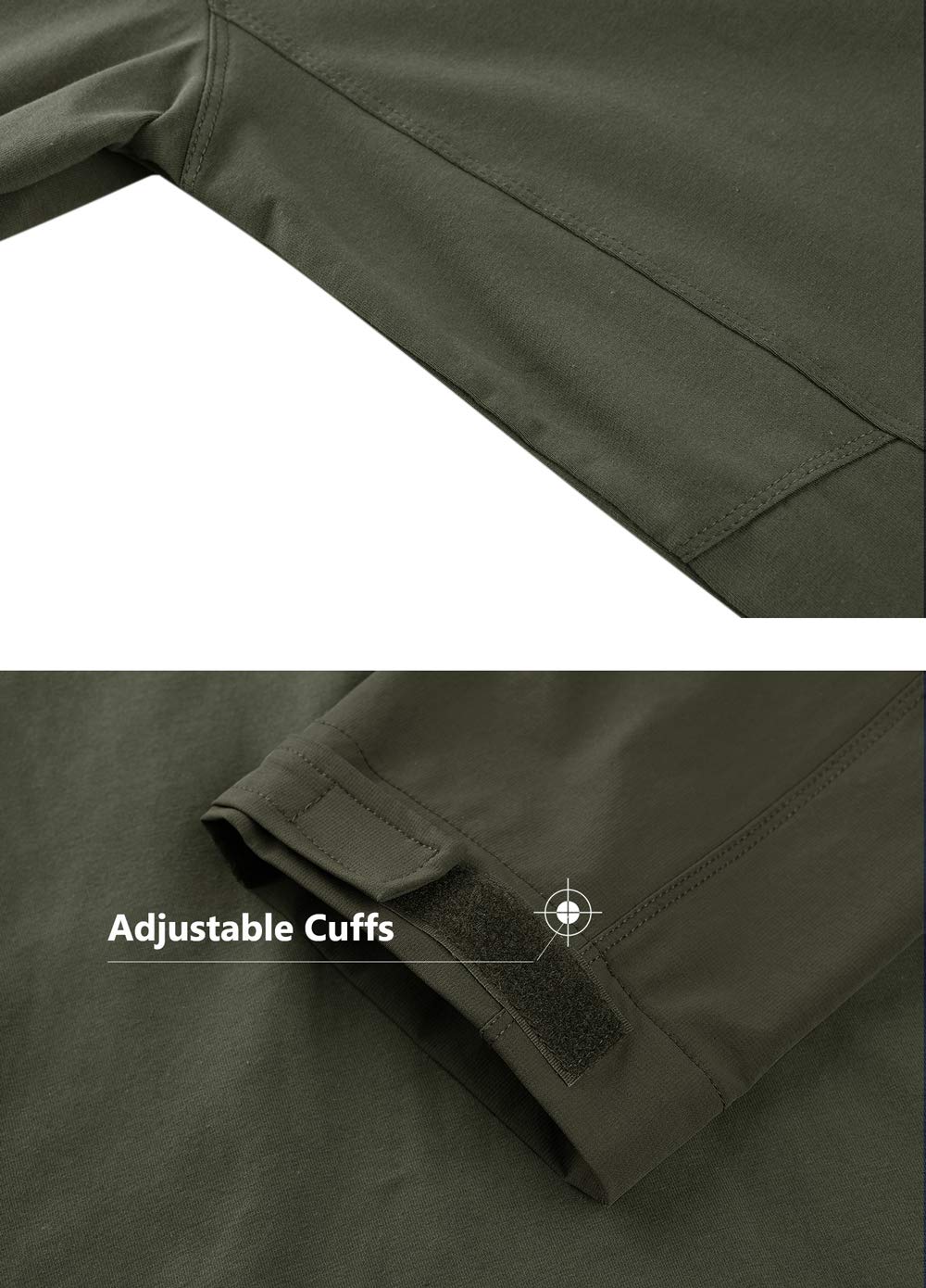TACVASEN Active Shirts for Men Long Sleeve Cotton Outdoor Performance Tactical Polo Shirts Green 2XL