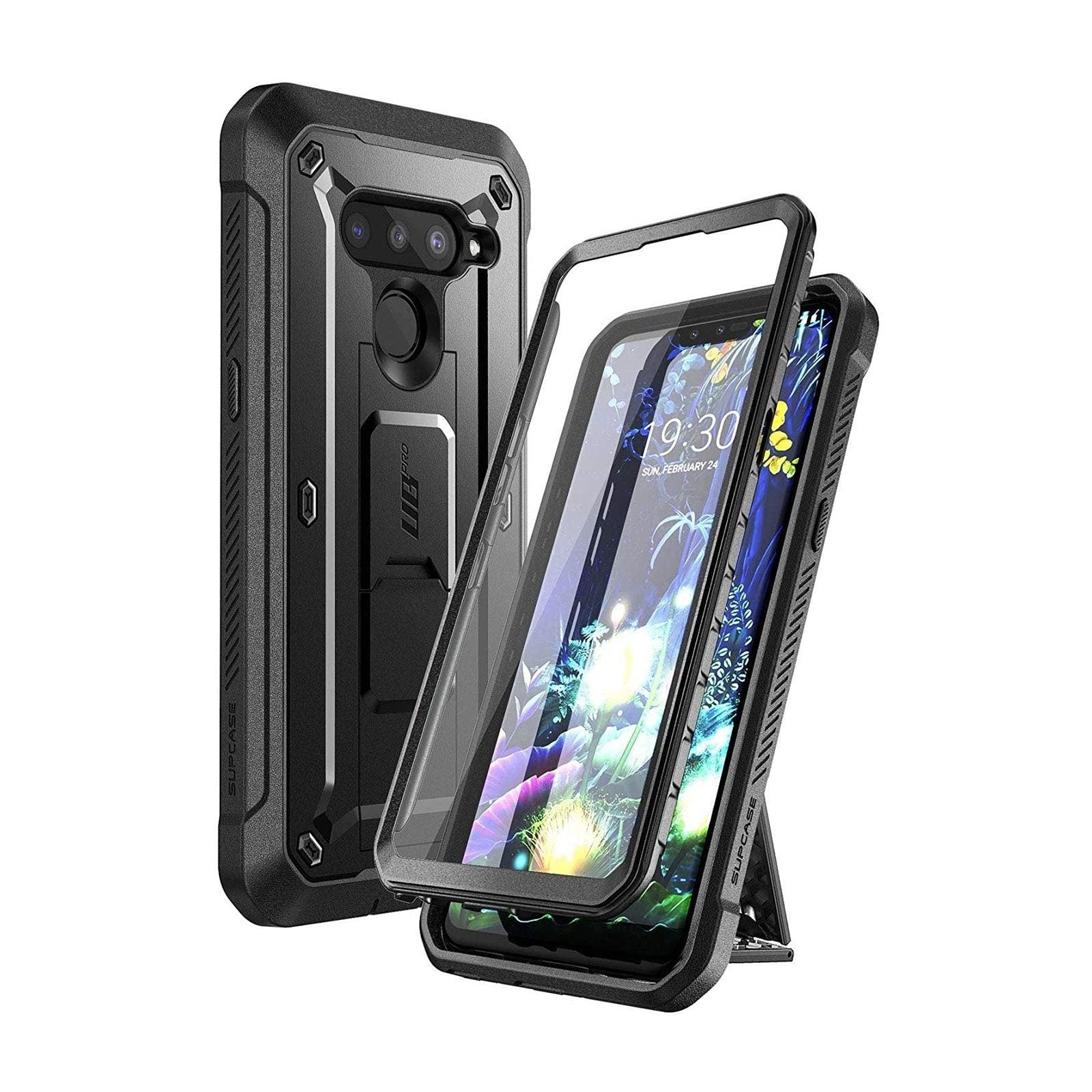 SUPCASE Unicorn Beetle PRO Series Case for LG V50 / LG V50 ThinQ 5G Case 2019, Full-Body Protective Case with Built-in Screen Protector Kickstand & Holster Clip (Black)