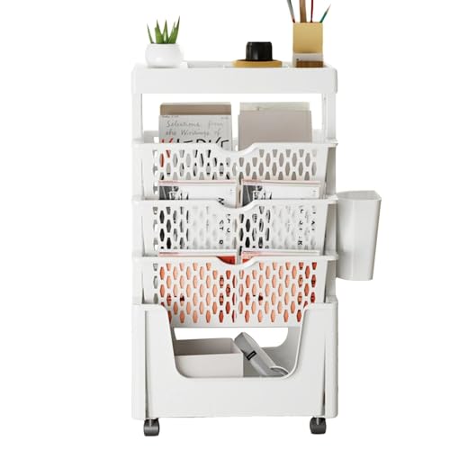 Storage Rolling Cart, 5 Tiers Moving Cart, Foldable Utility Cart, Multifunctional Rolling Drawer Cart, Removable Rolling Storage Trolley with Wheels, Mobile Storage Organizer, Storage Cart for Books