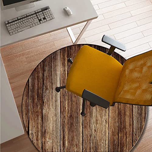 Wood Grain Rolling Chair Mat for Carpet Non-Slip Gaming Rug Non-Slip Rug for Office Chair Computer 37 Inch