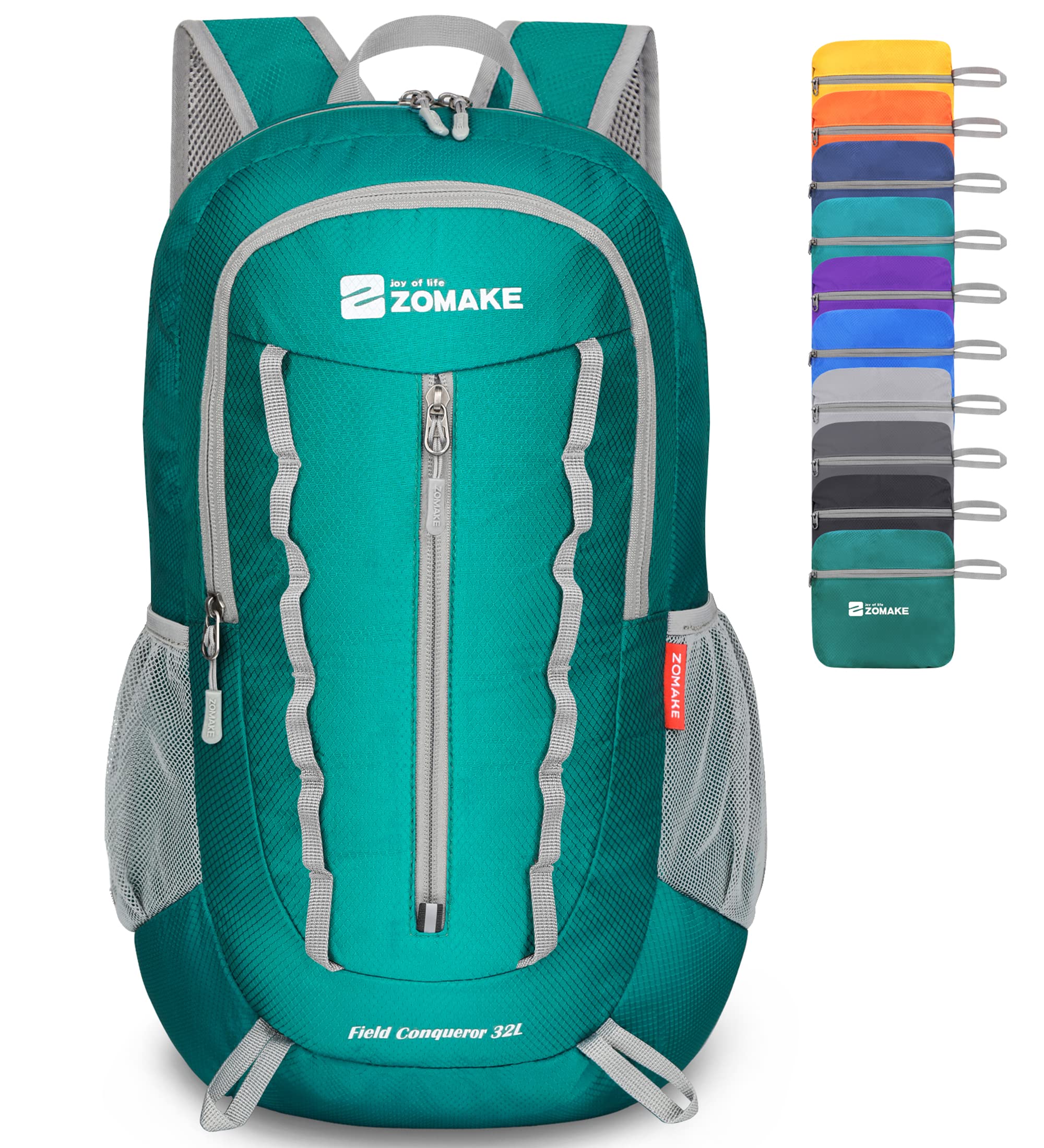 ZOMAKE Packable Hiking Backpack Water Resistant:32L Lightweight Foldable Backpacks - Small Packable Back Pack for Travel Camping Hiking Women Men (Olive green)
