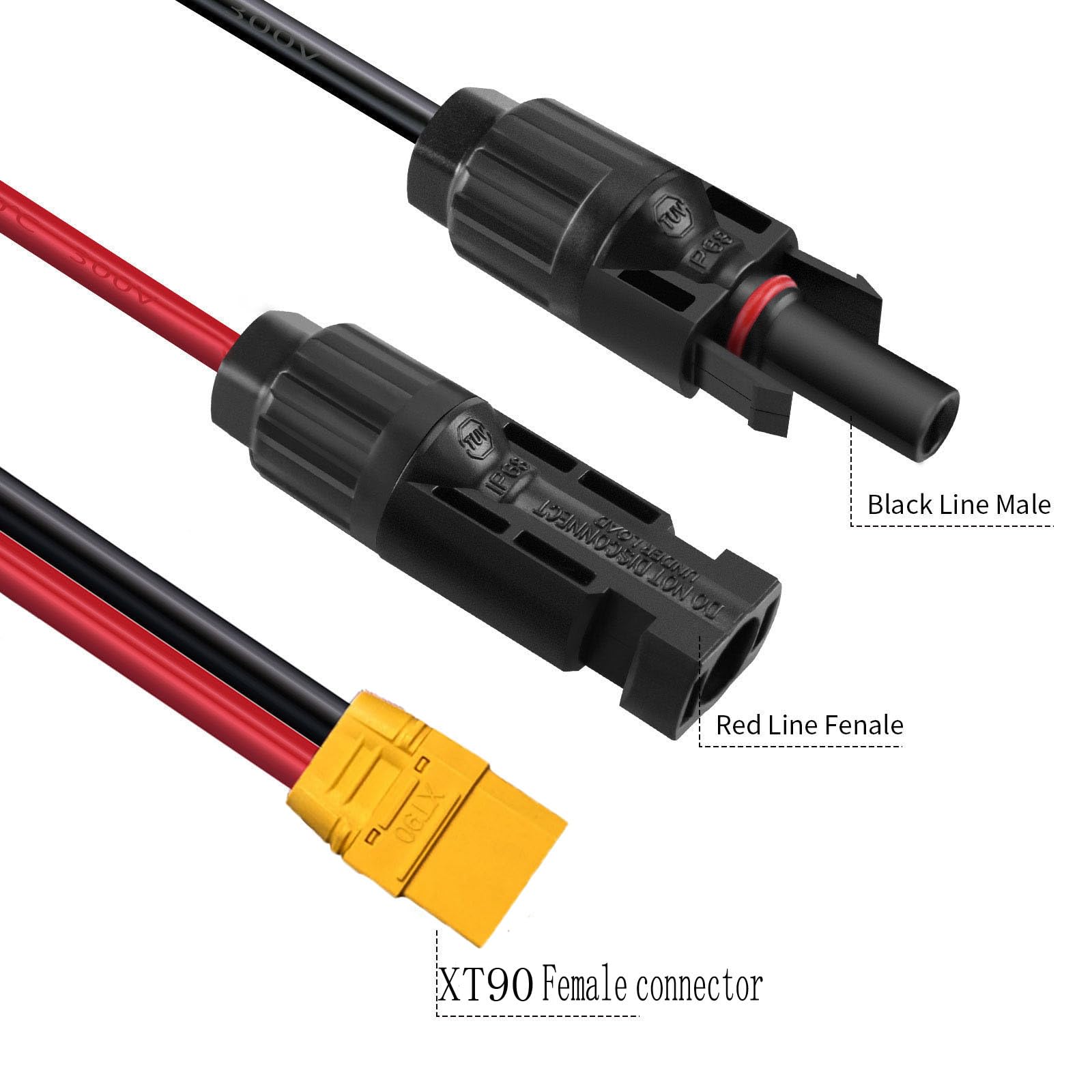 ZkeeShop 10AWG XT90 to Solar Connector Cable Extension Cable Compatible for Portable Power Station Solar Generator 4.92FT (XT90 Female)