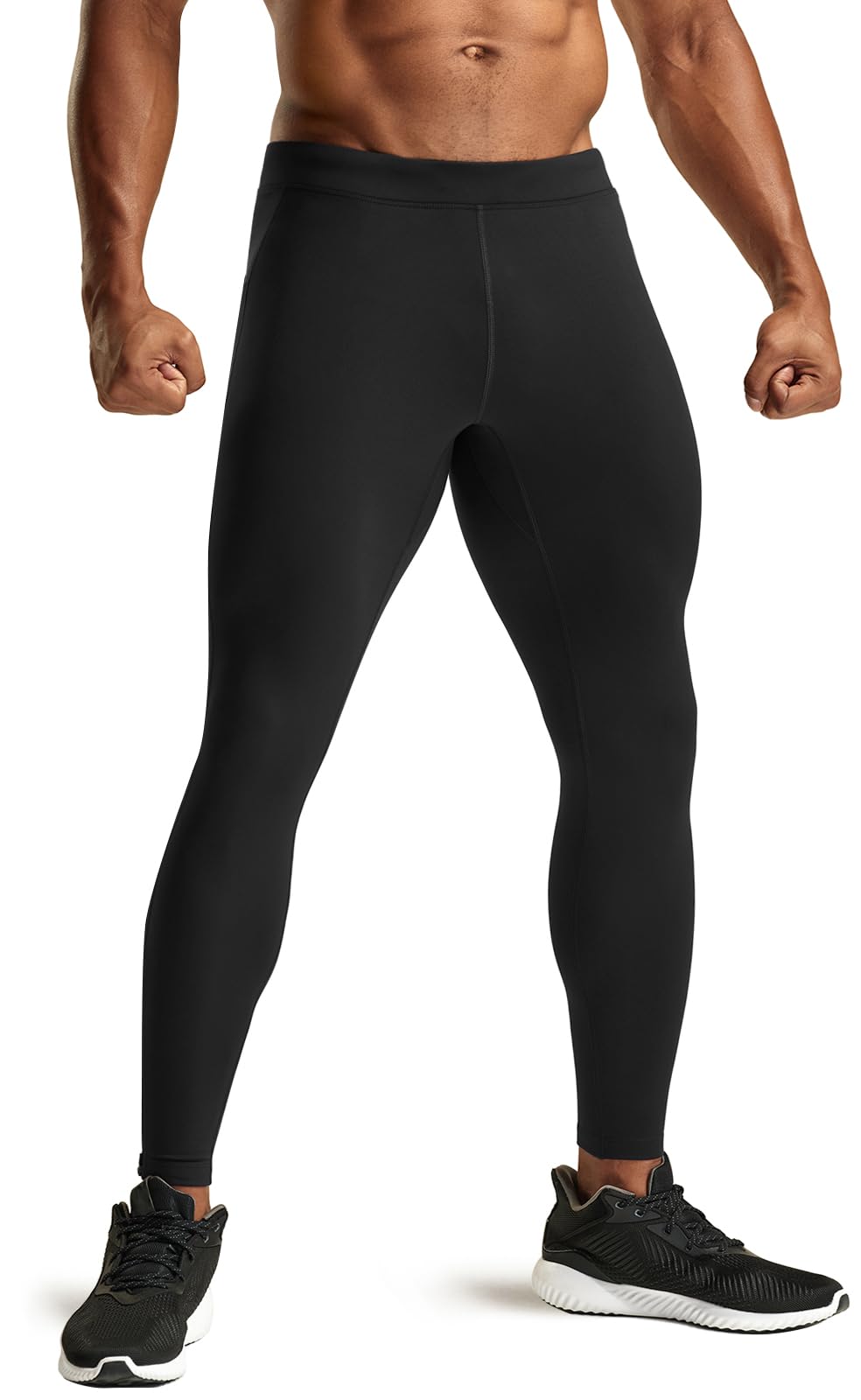 TSLA Men's Thermal Running Tights, Fleece Lined Compression Cycling Pants, Winter Cold Weather Leggings with Zipper Pocket, Running Tights Dark Grey, Medium