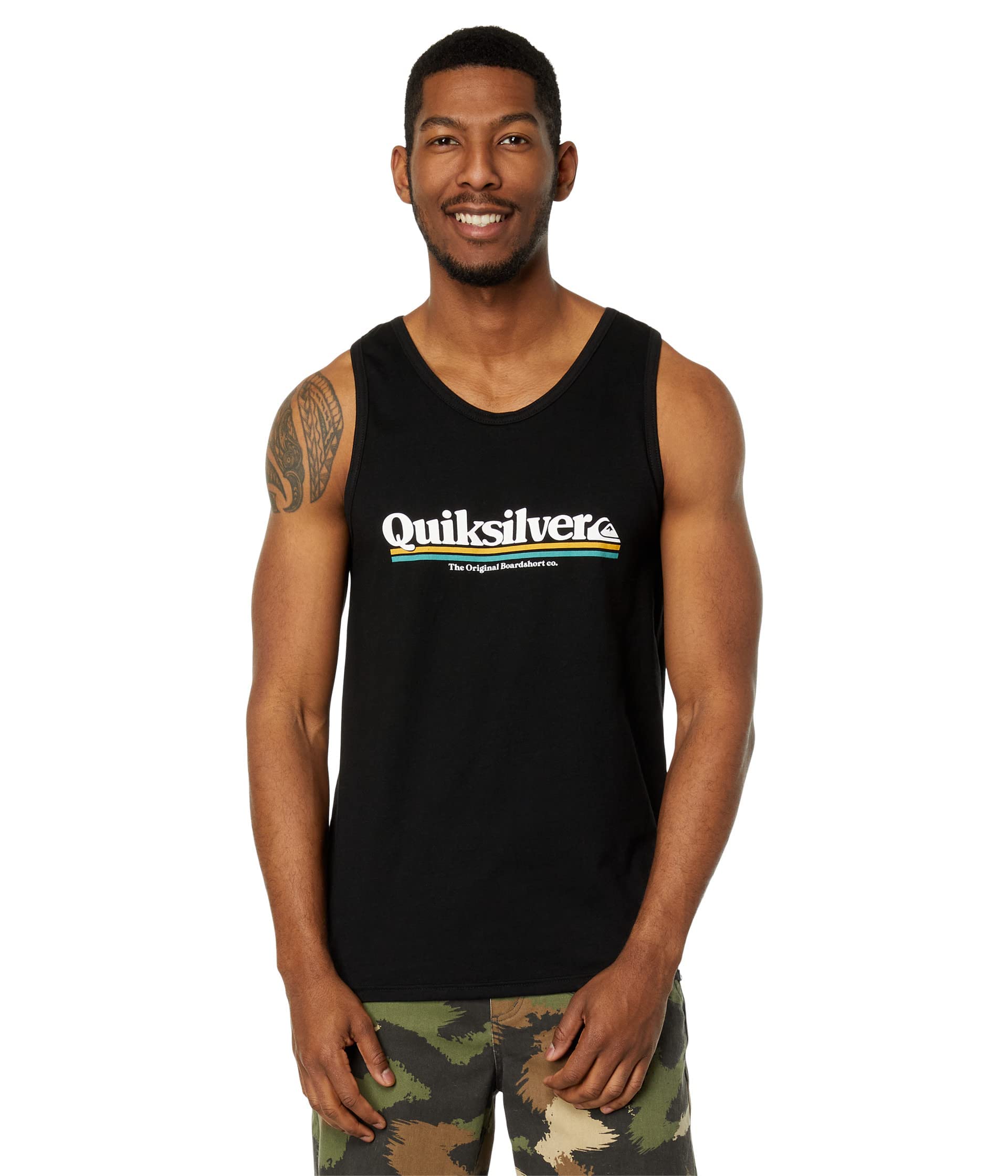 Quiksilver Men's Beetween The Line Tank Tee Shirt, Black, Medium