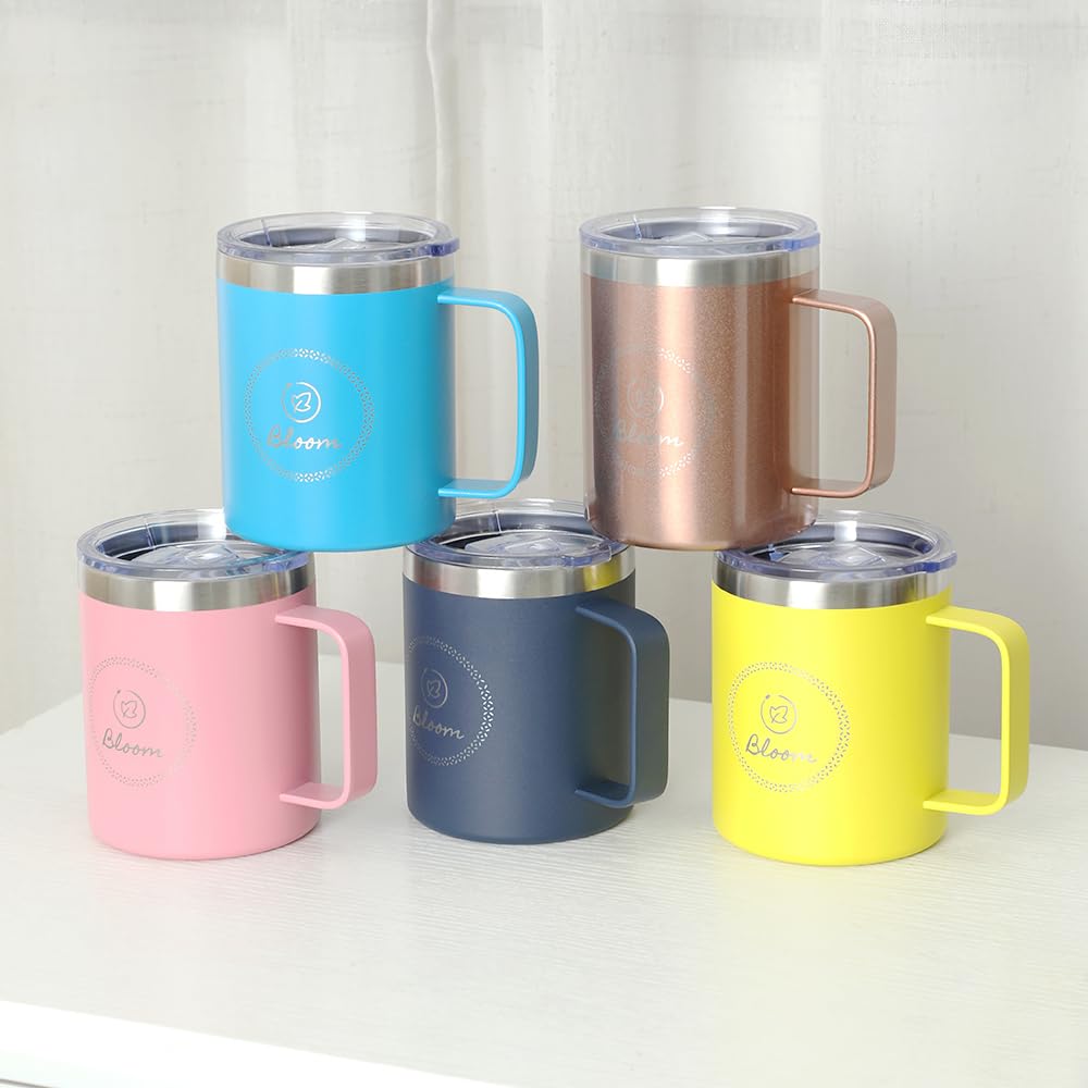 Stainless Steel Insulated Coffee Mug with Handle, for Expresso and Coffee 12oz, Travel Vacuum Mug Spill Proof, Keep Hot for 8 Hours and 6 hours Cold (Yellow)